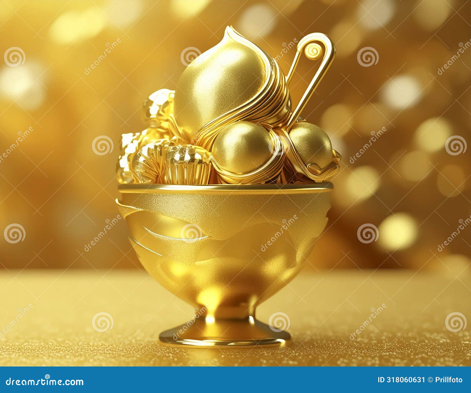 Golden sundae stock illustration. Illustration of shiny - 318060631