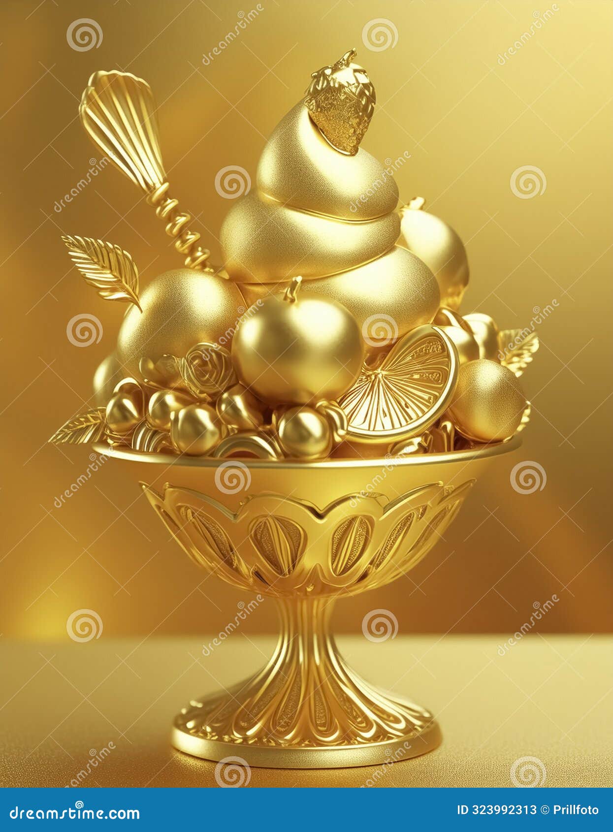 Golden sundae stock illustration. Illustration of closeup - 323992313