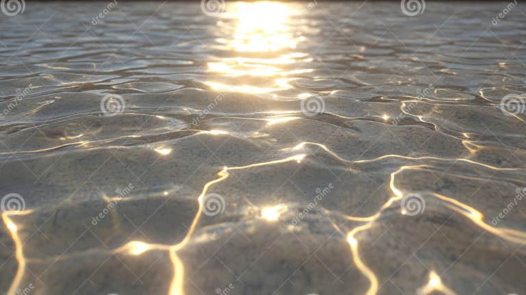 Golden Sunlight Reflecting on Rippling Water Surface Stock Illustration ...
