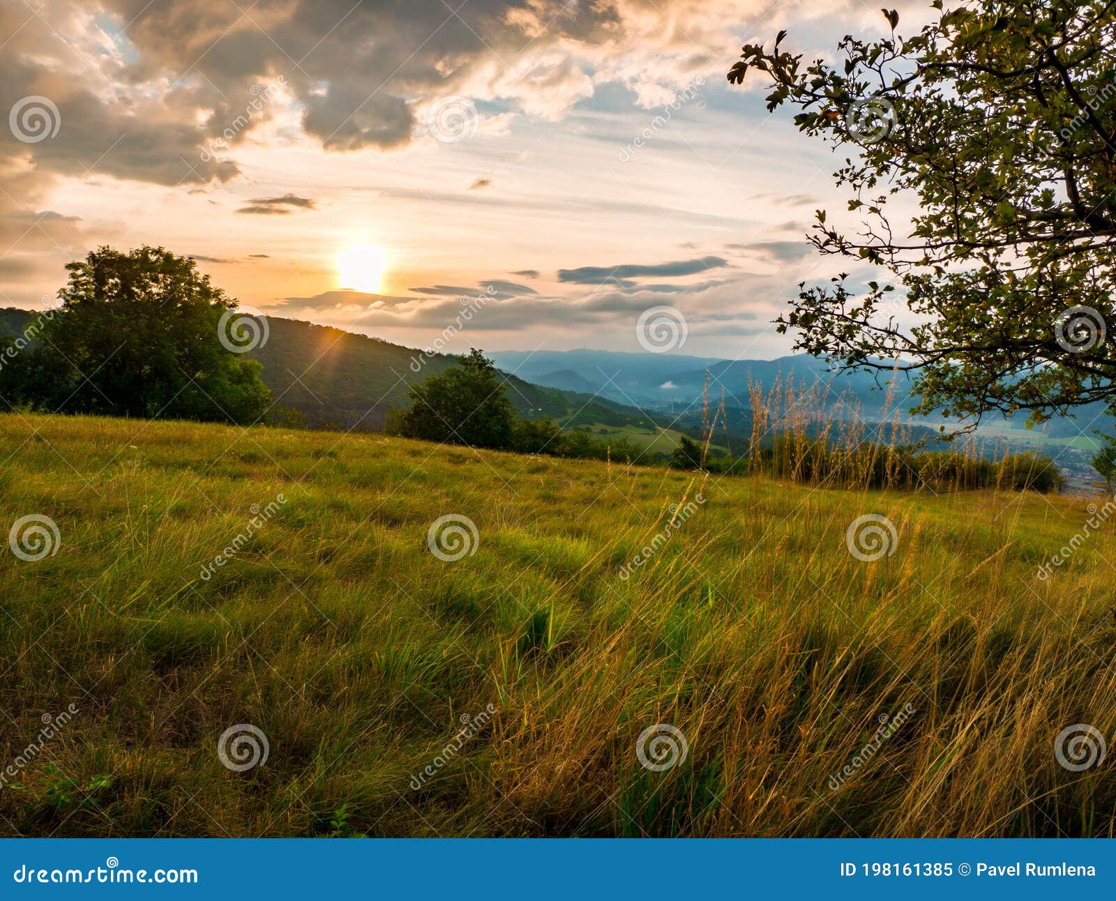 Golden Sunrise Over the Valley with Clouds in the Sky Stock Image ...