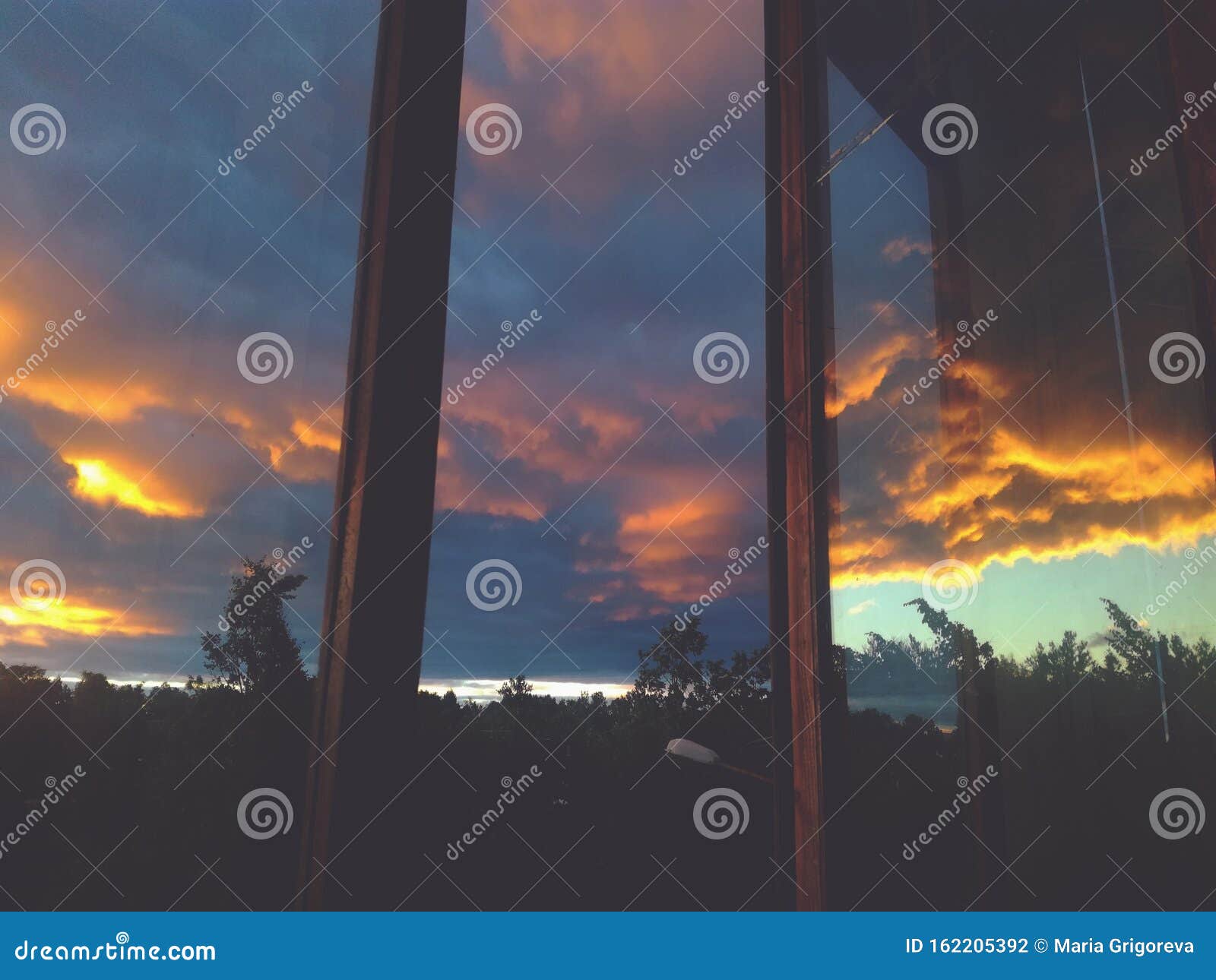 Golden Sunset Flowing Down the Window Stock Photo - Image of visible ...