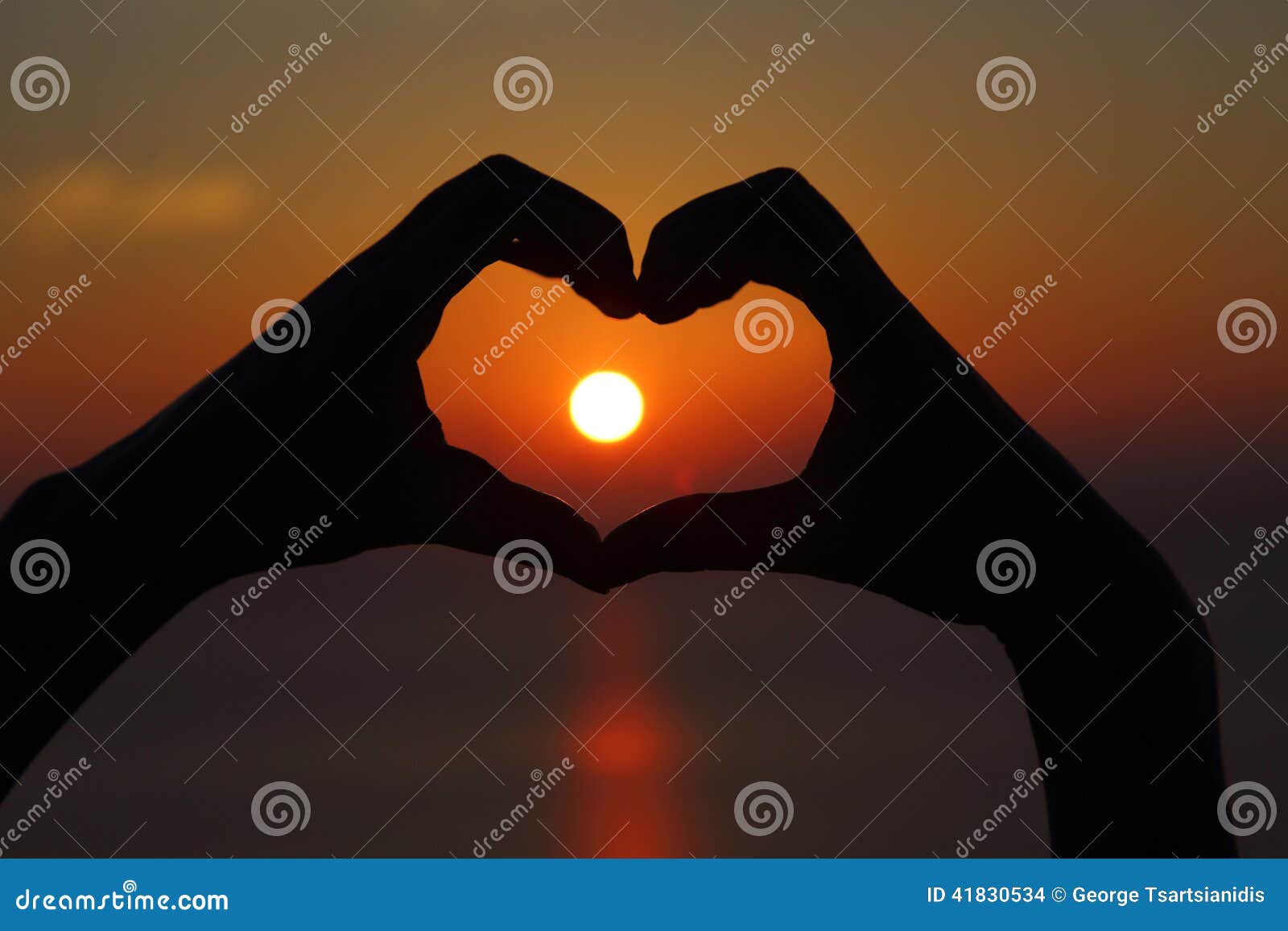 Golden Sunset with Hands Silhouette Stock Photo - Image of skyline ...