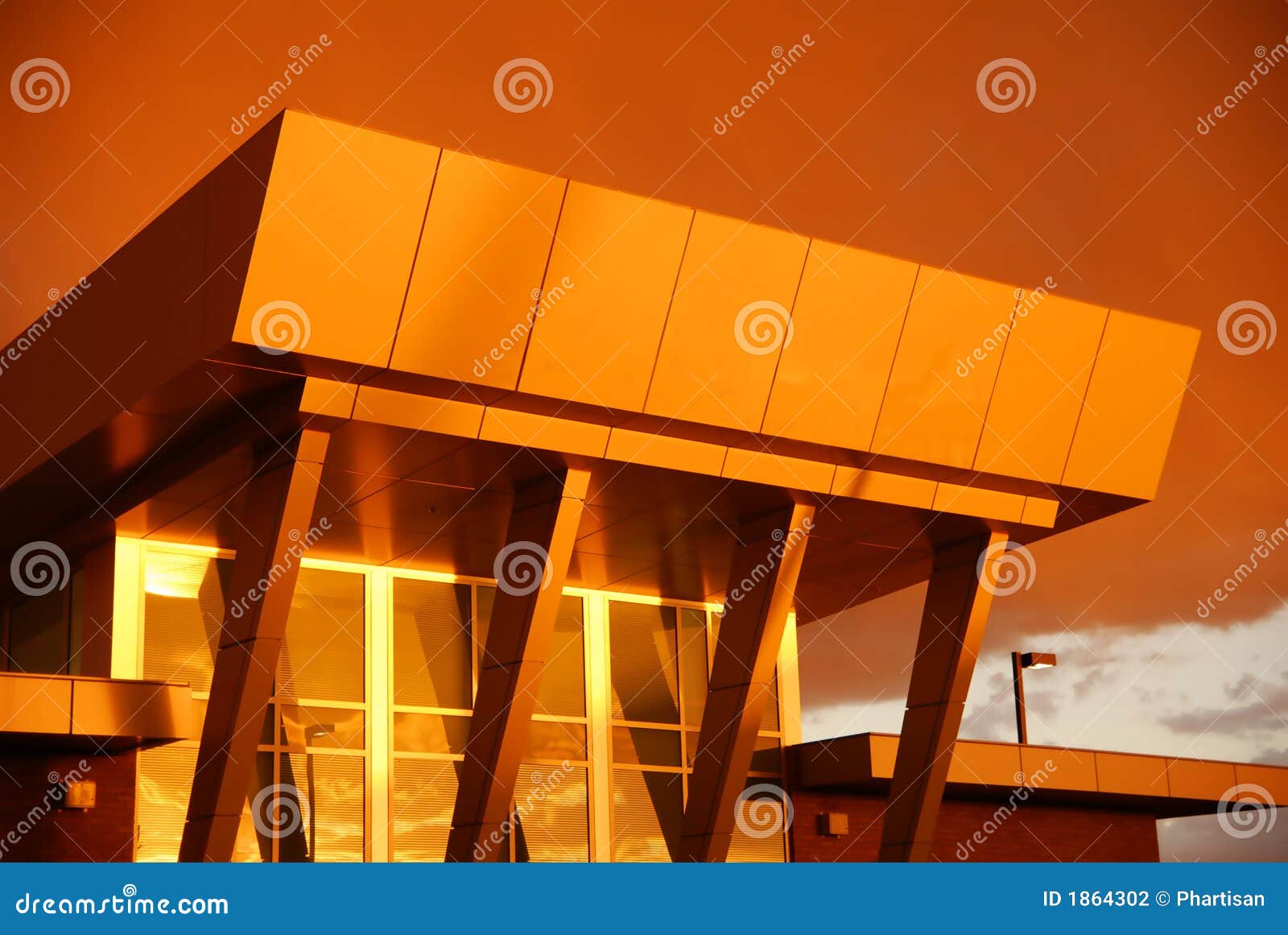 Golden Sunset on Modern Architecture Stock Photo - Image of employer ...