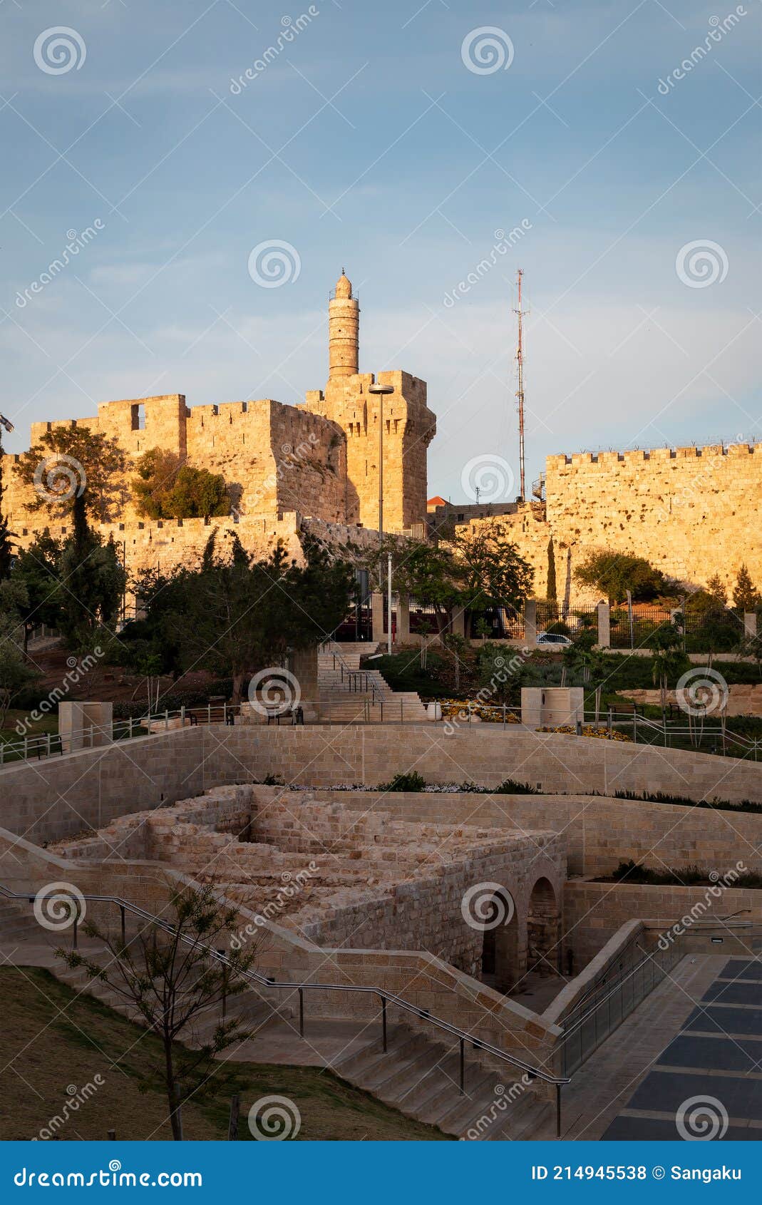 Golden Sunset Over the Jerusalem Citadel in Jerusalem Stock Photo ...