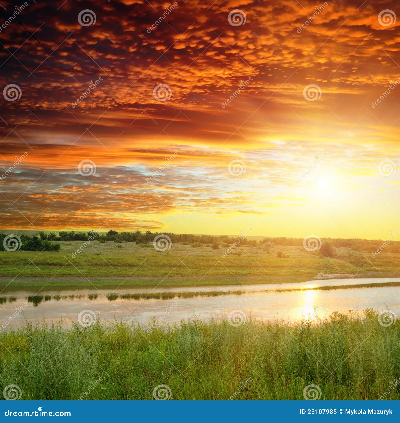 Golden sunset over river stock image. Image of scene - 23107985