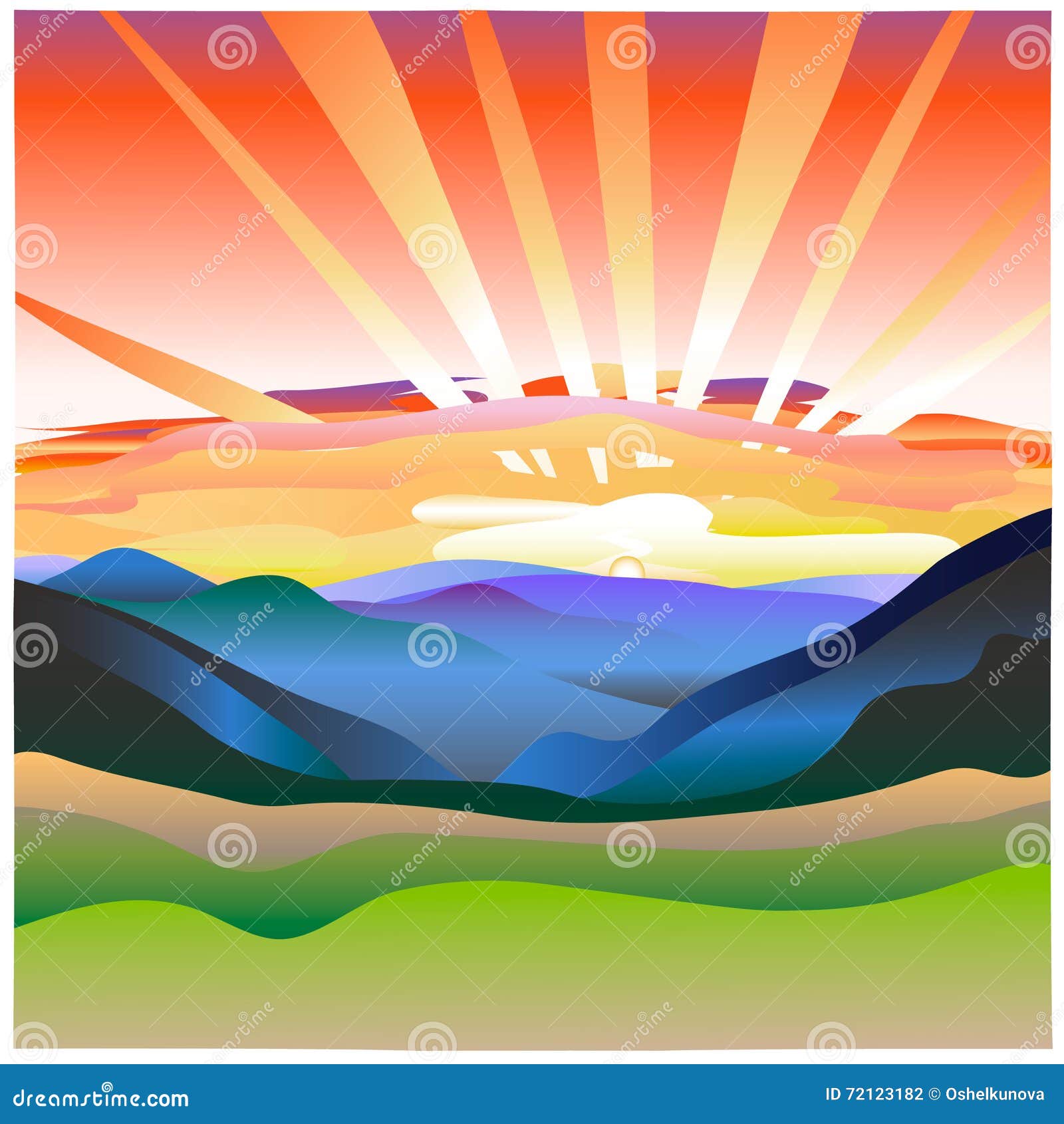 Golden sunset.Summer stock vector. Illustration of colored - 72123182