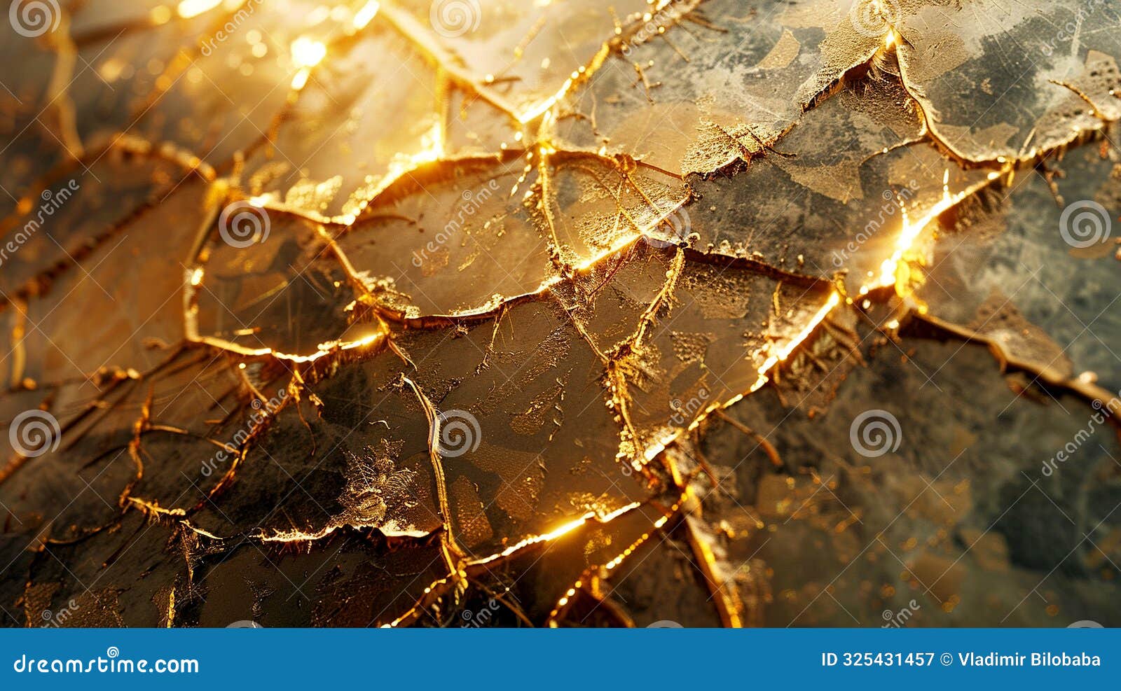 Cracked Golden Surface with Sunlight Stock Illustration - Illustration ...