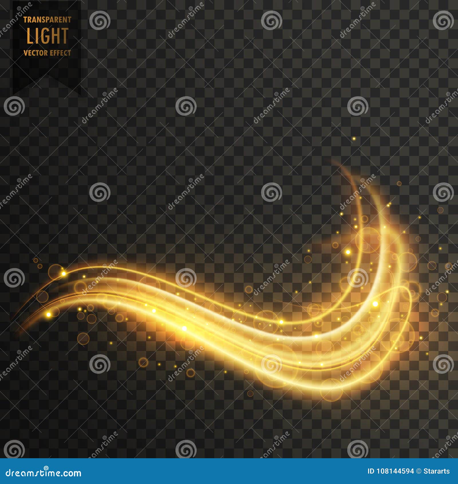 Golden Swirl Magic Light Effect Vector Stock Vector - Illustration of ...