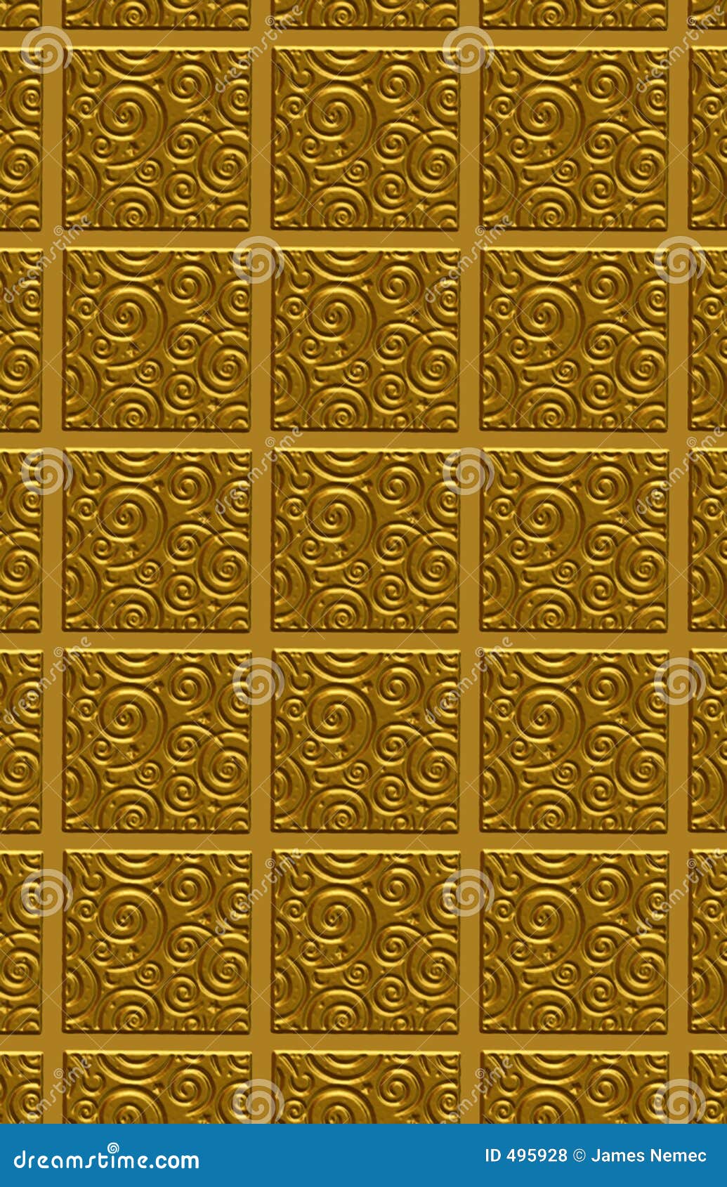 Golden Swirled Tile Pattern Stock Illustration - Illustration of ...