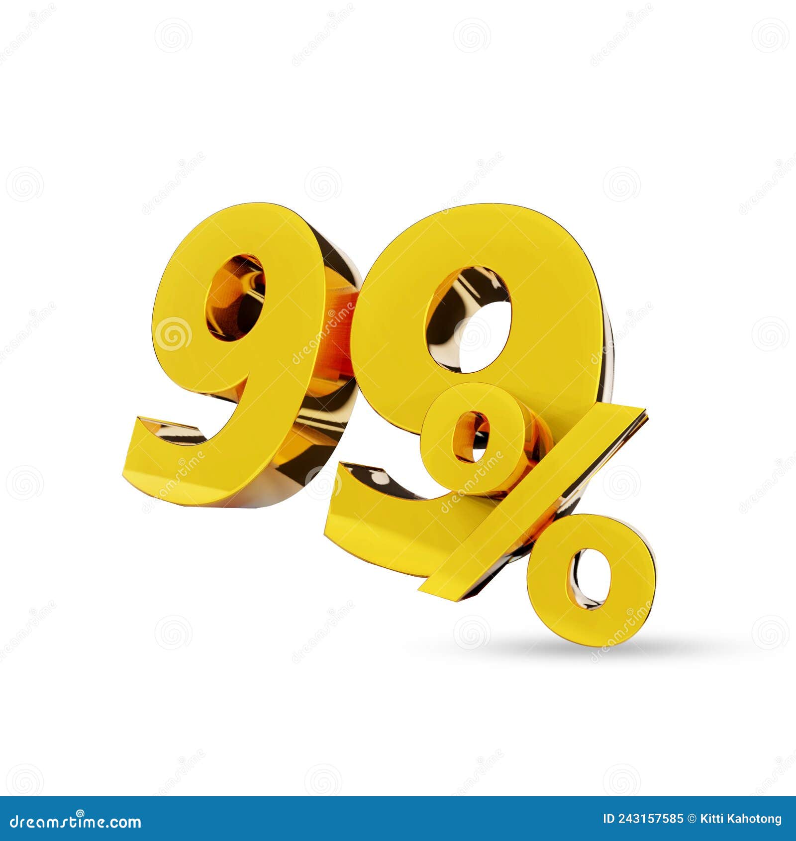 99 Golden Symbol , 3D Render Stock Illustration - Illustration of ...