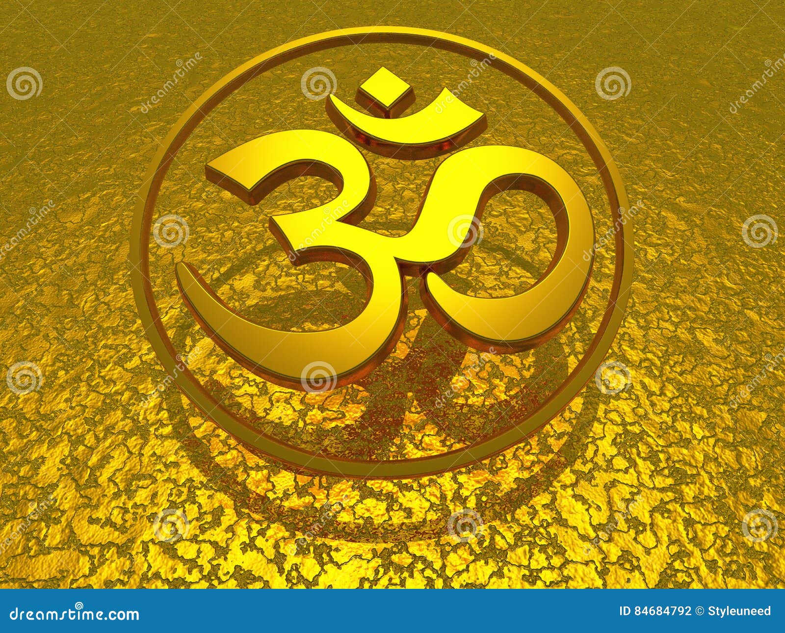 Golden symbol - om sign stock illustration. Illustration of buddhism ...