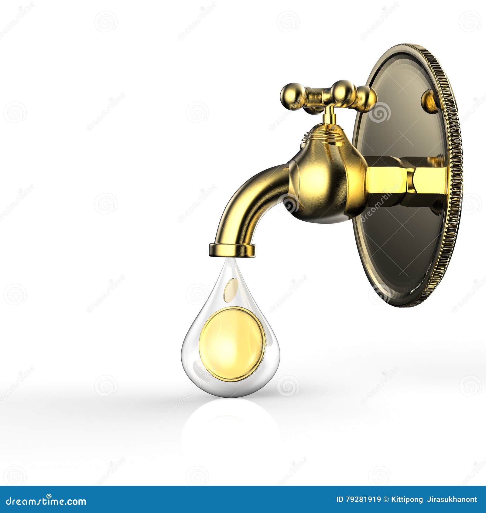 Golden Tap with Gold Coins Falling Stock Image - Image of pouring ...