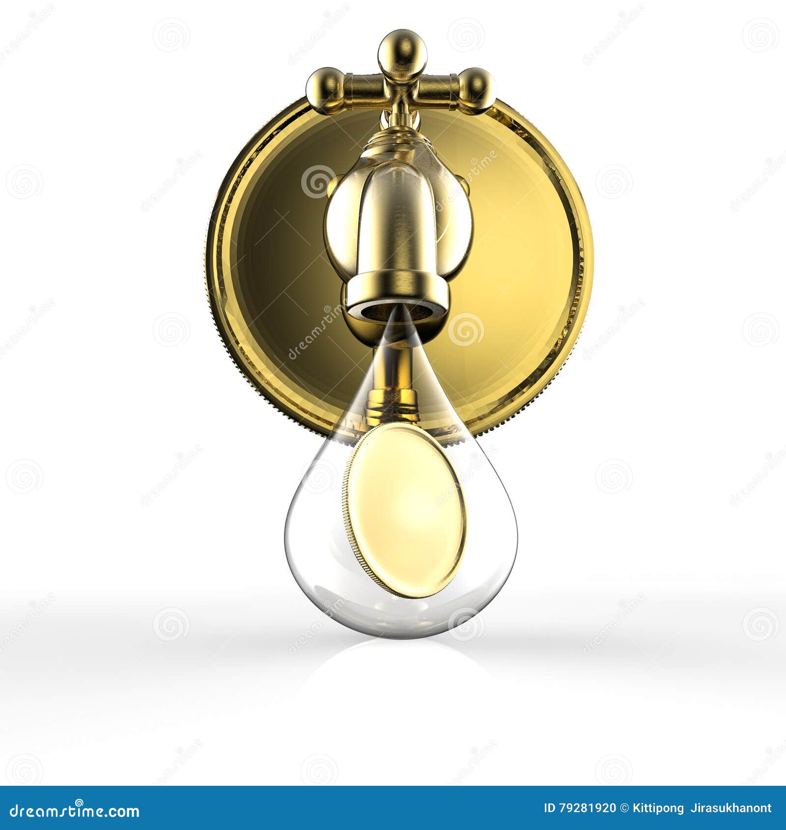 Golden Tap with Gold Coins Falling Stock Photo - Image of water, coin ...