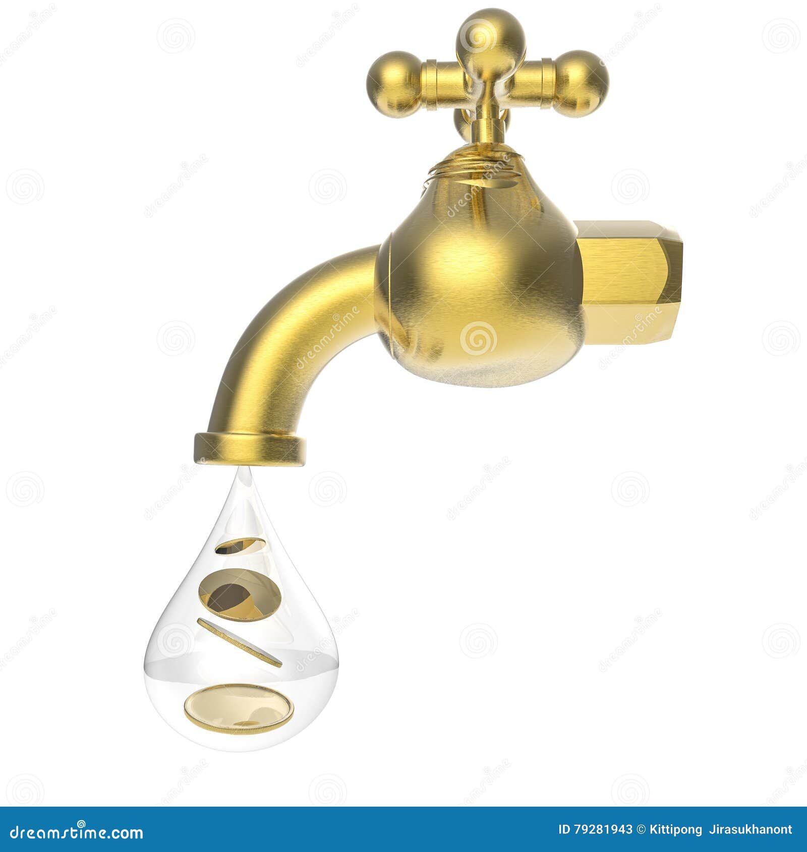 Golden Tap with Gold Coins Falling Stock Image - Image of coins, gold ...