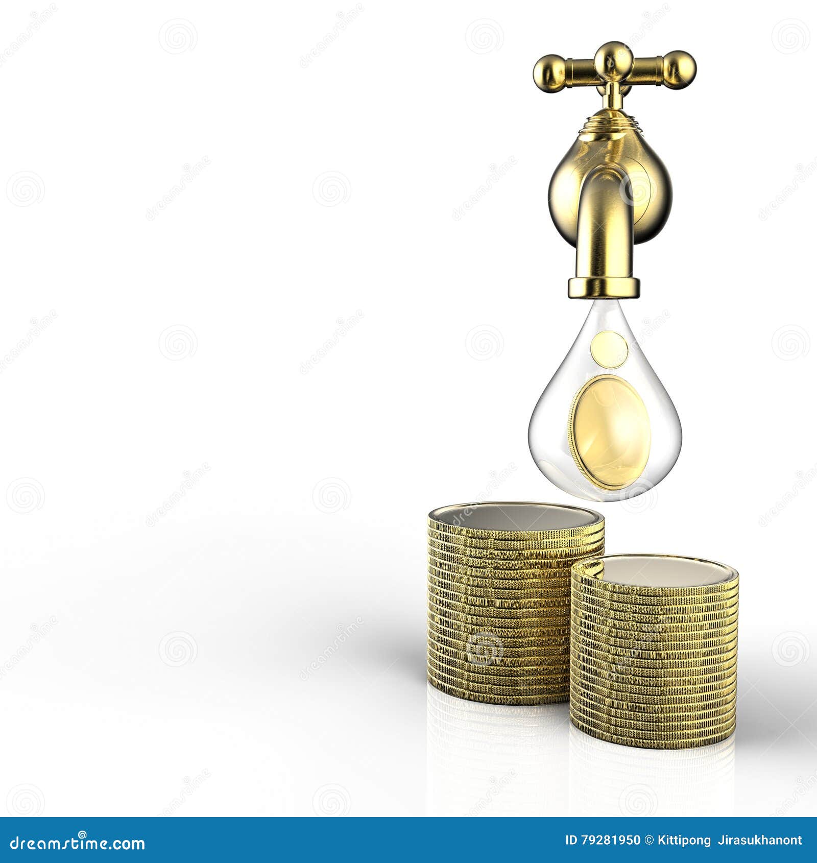 Golden Tap with Gold Coins Falling Stock Photo - Image of return, gold ...