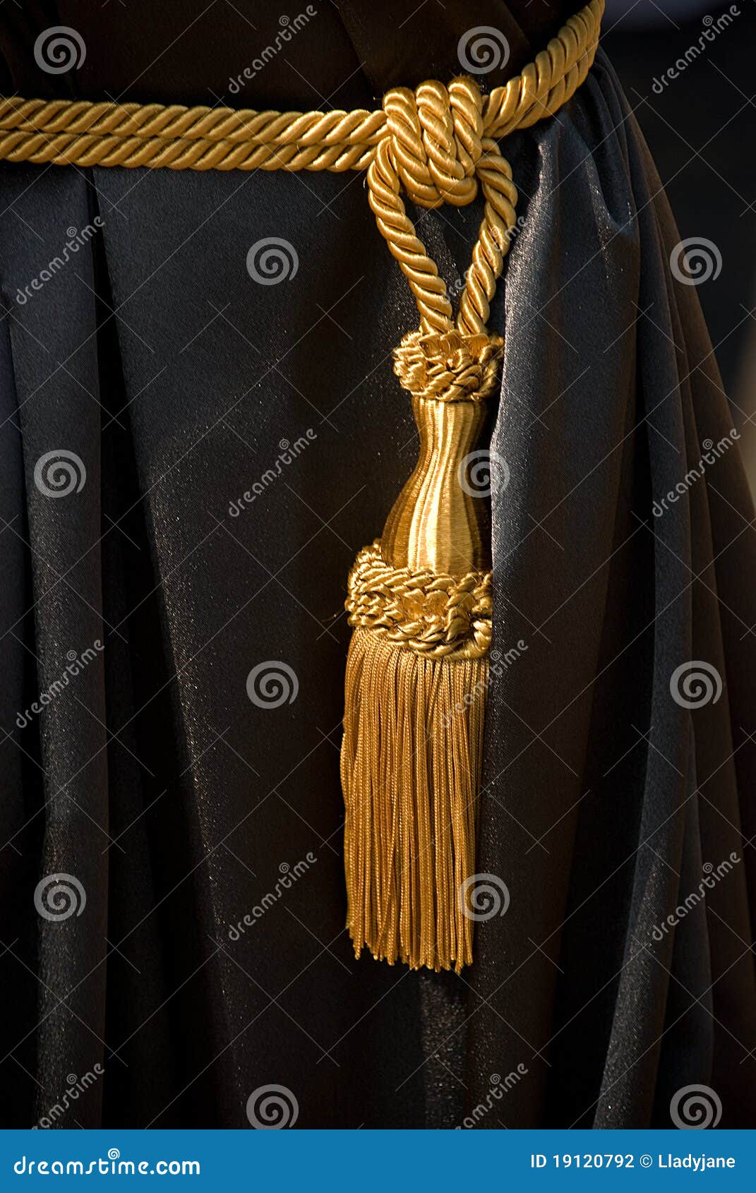 Golden Tassel on Black Curtain Stock Photo - Image of twisted, design ...