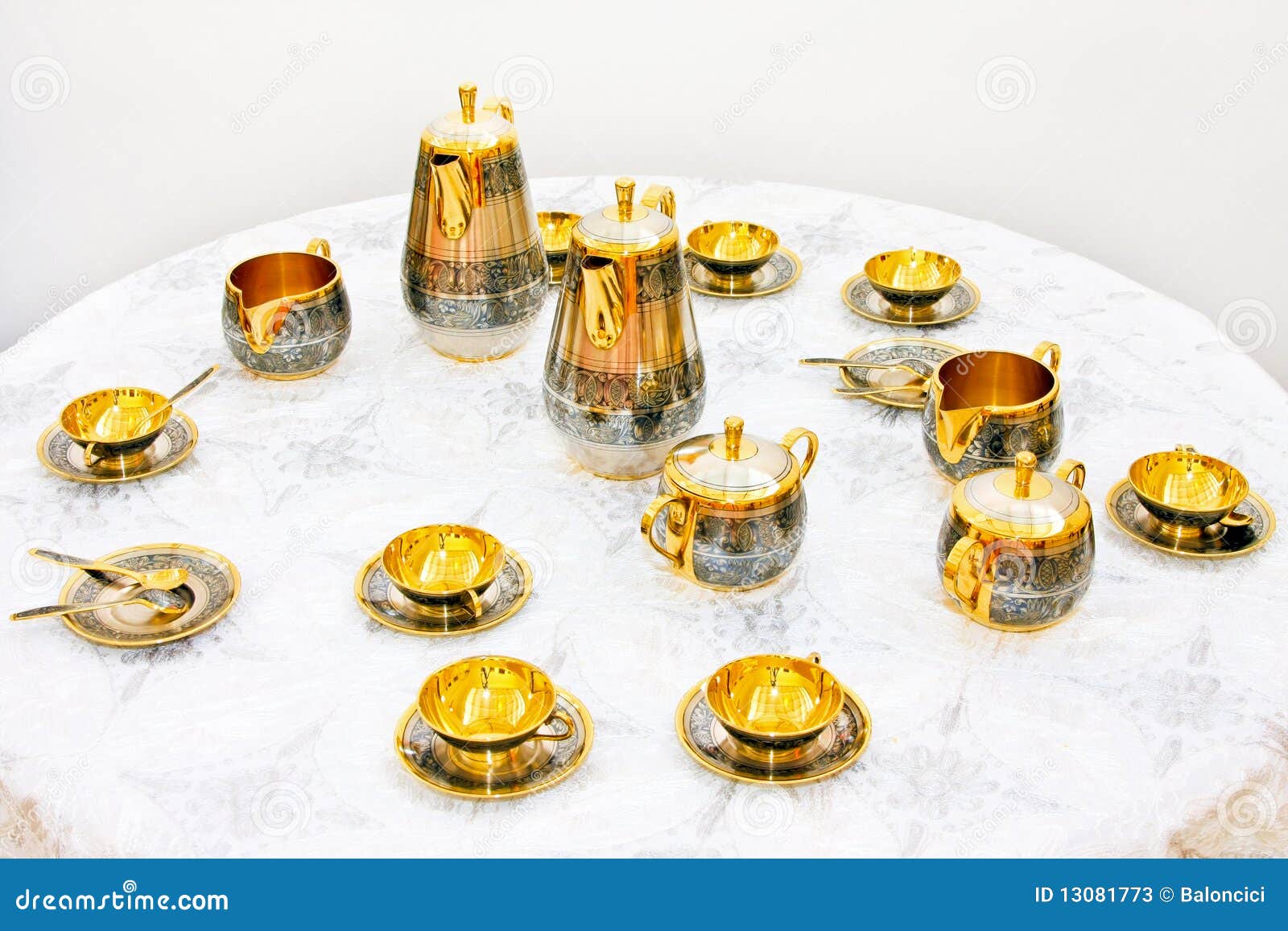 Golden tea set stock image. Image of gold, golden, home - 13081773
