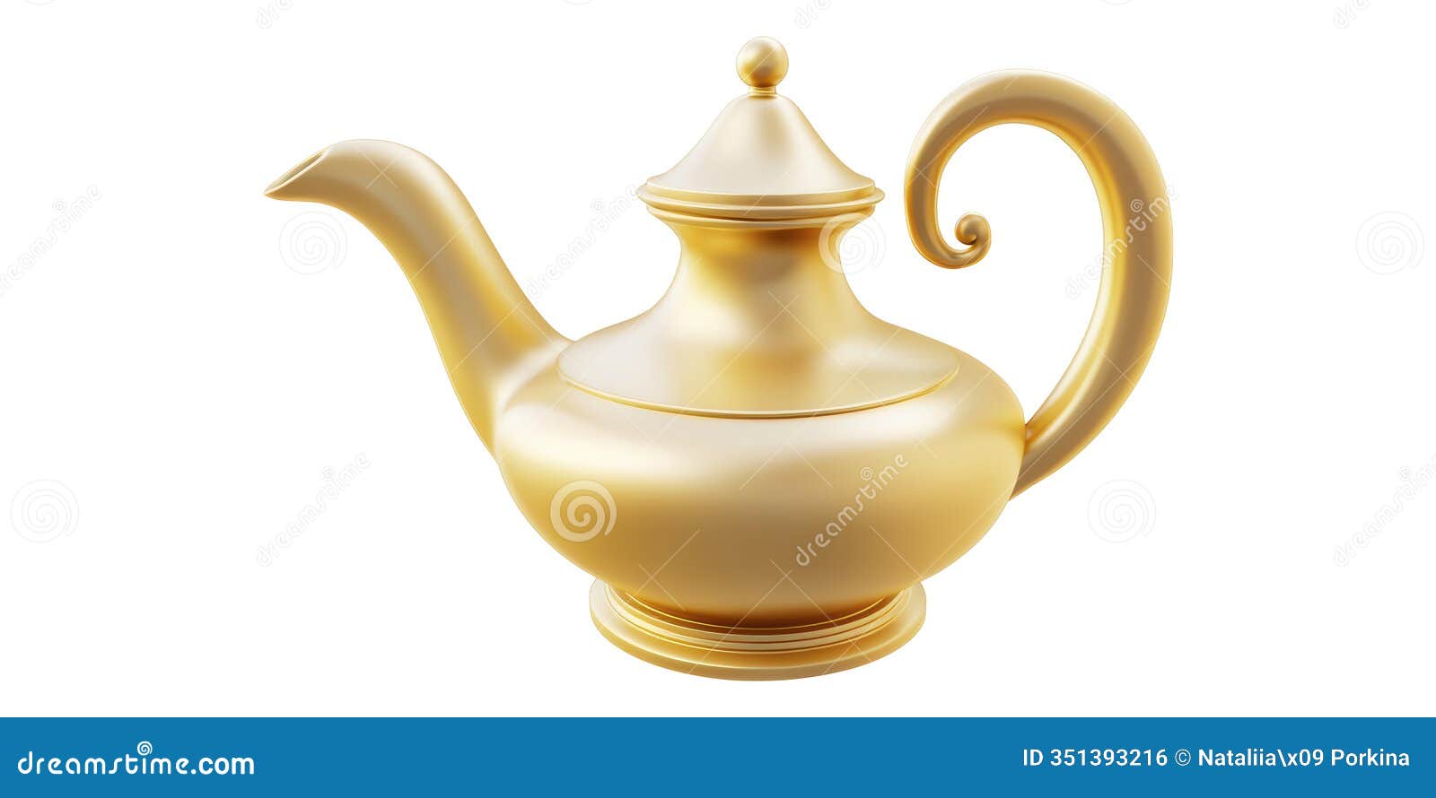 Golden Teapot with Curved Handle Isolated on Transparent Background ...