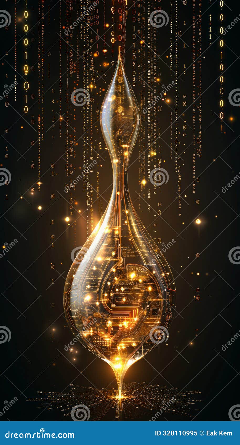 Elongated Futuristic Tech Object with Digital Code Streams and ...