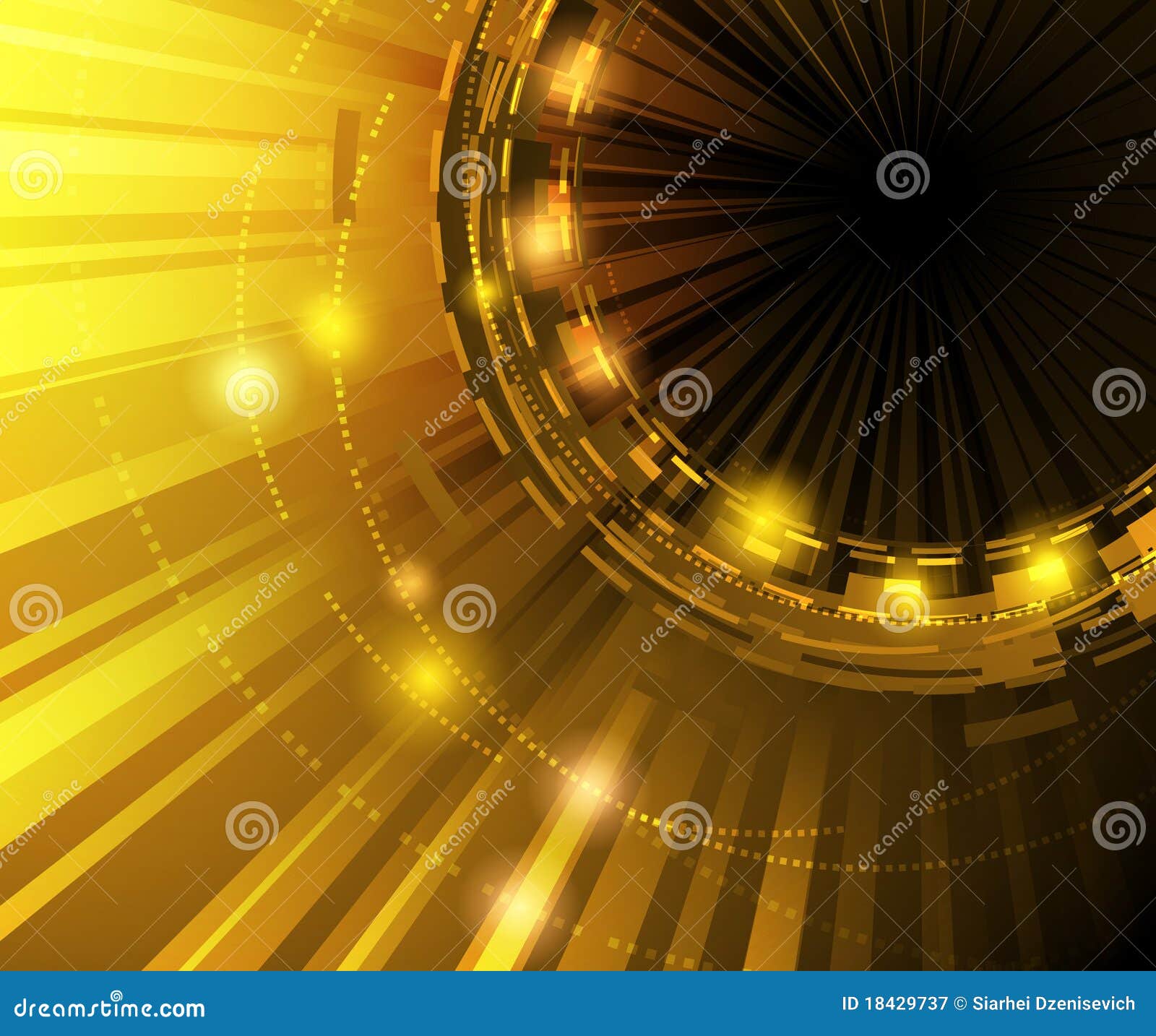 Golden Technology Background Cartoon Vector | CartoonDealer.com #18429737