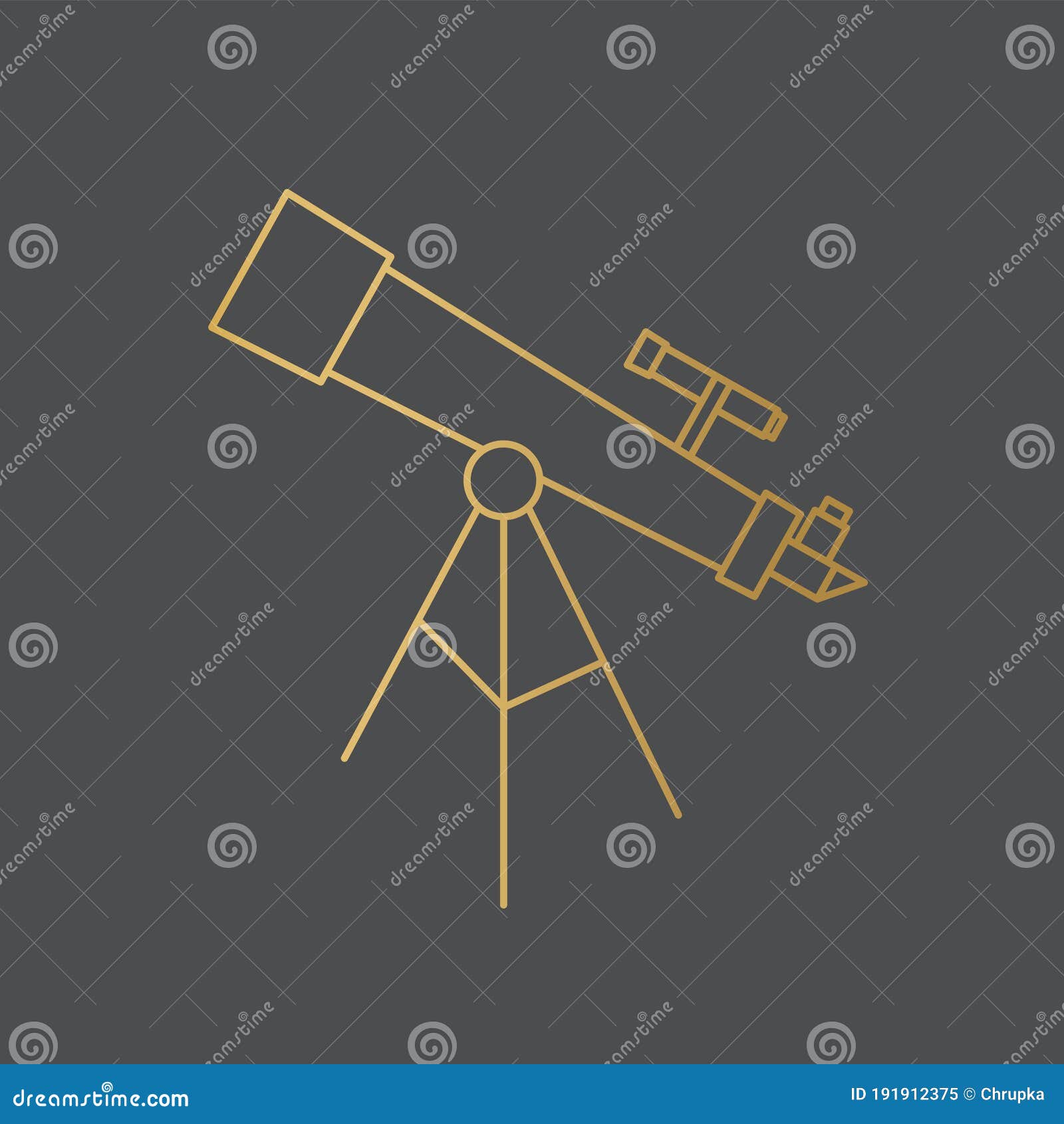 Golden telescope icon stock vector. Illustration of glitter - 191912375