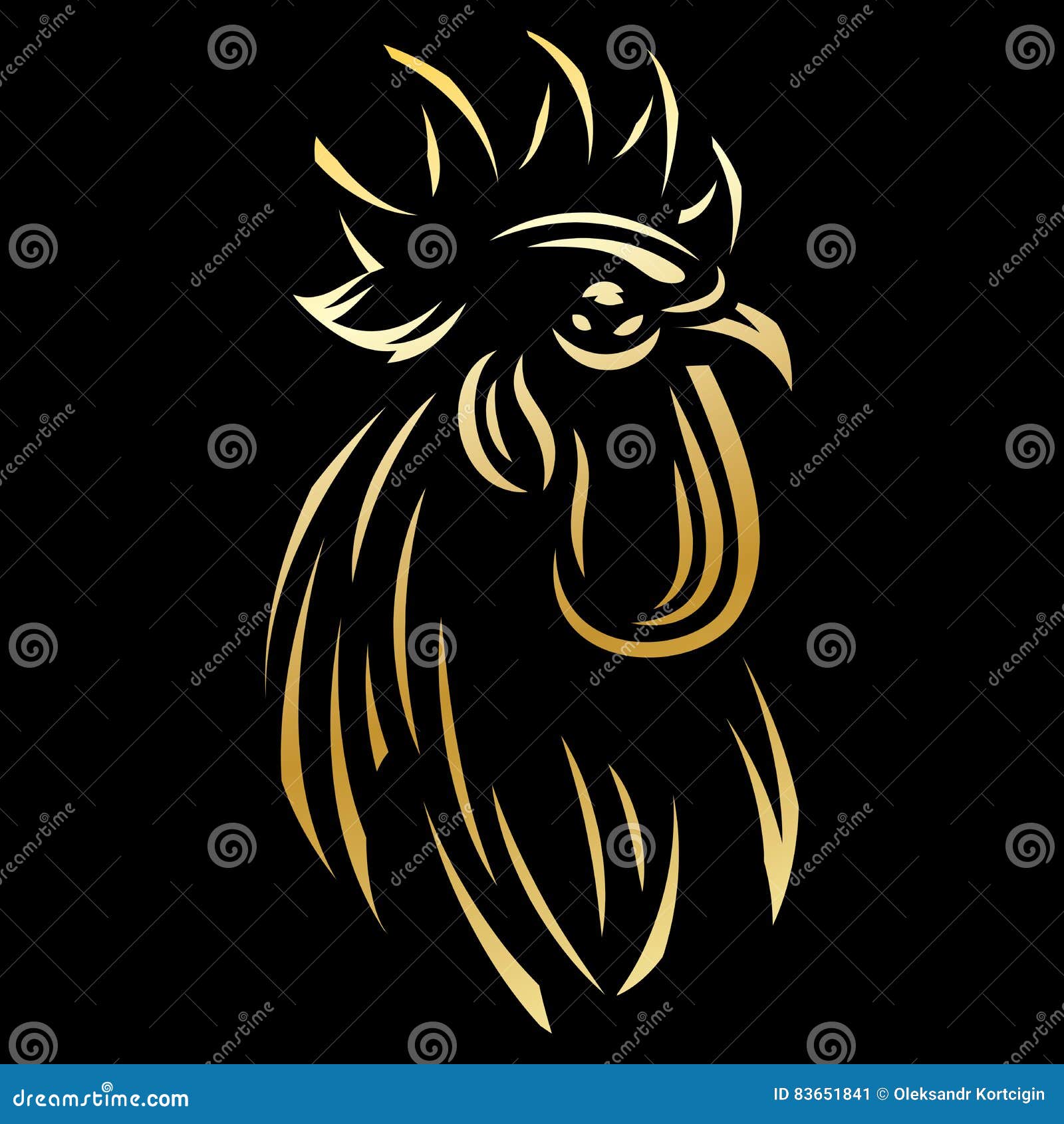 Golden Template for the Logo with Rooster Stock Vector - Illustration ...