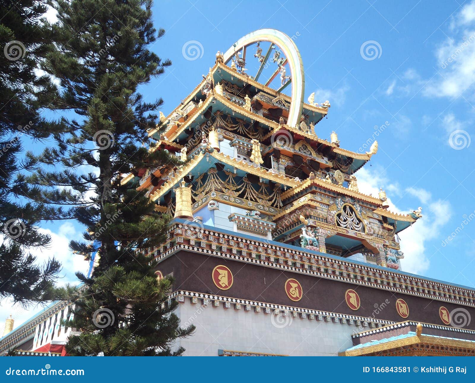 Golden temple kushalnagar stock image. Image of golden - 166843581