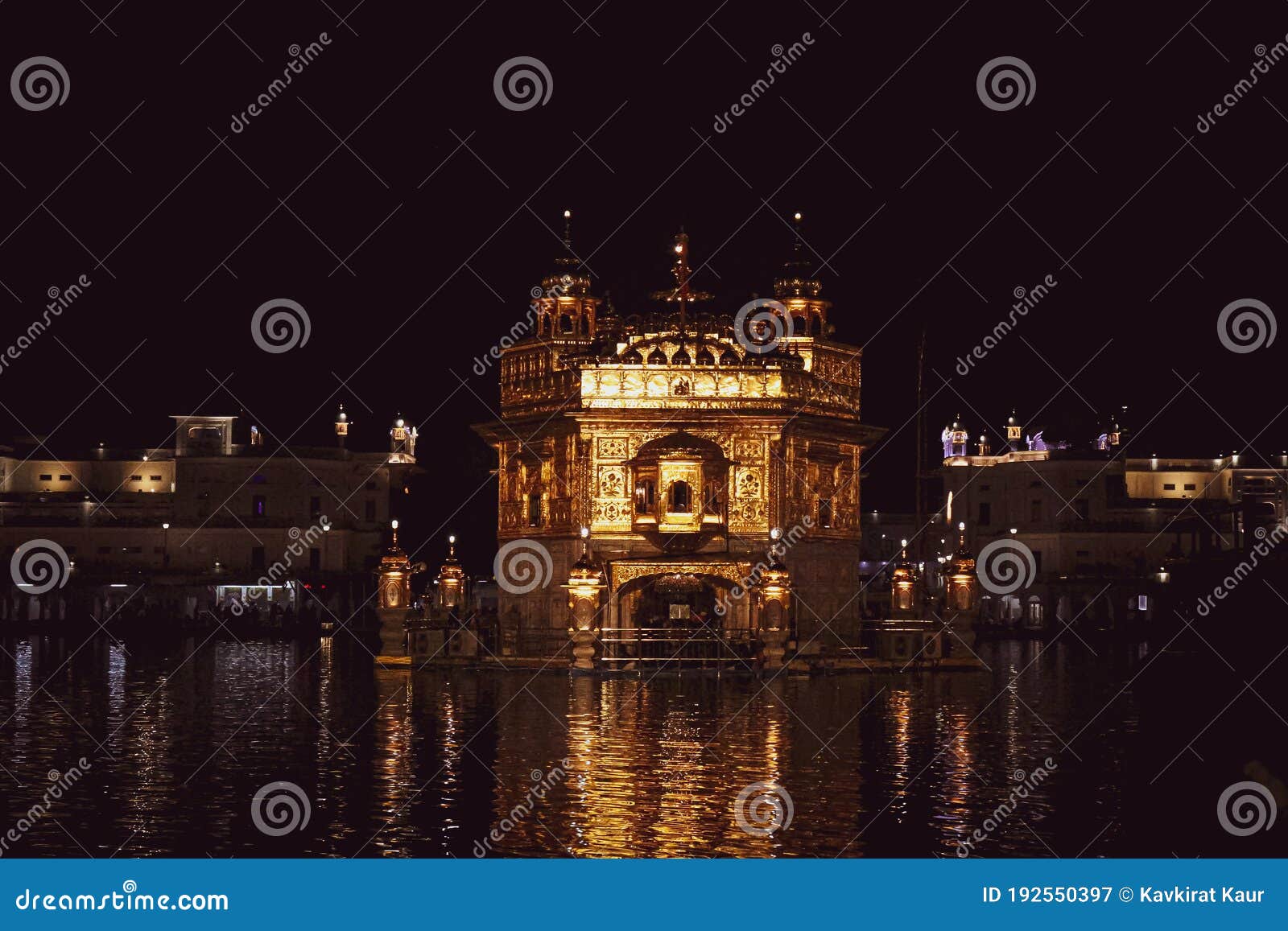 Golden temple during night stock image. Image of history - 192550397