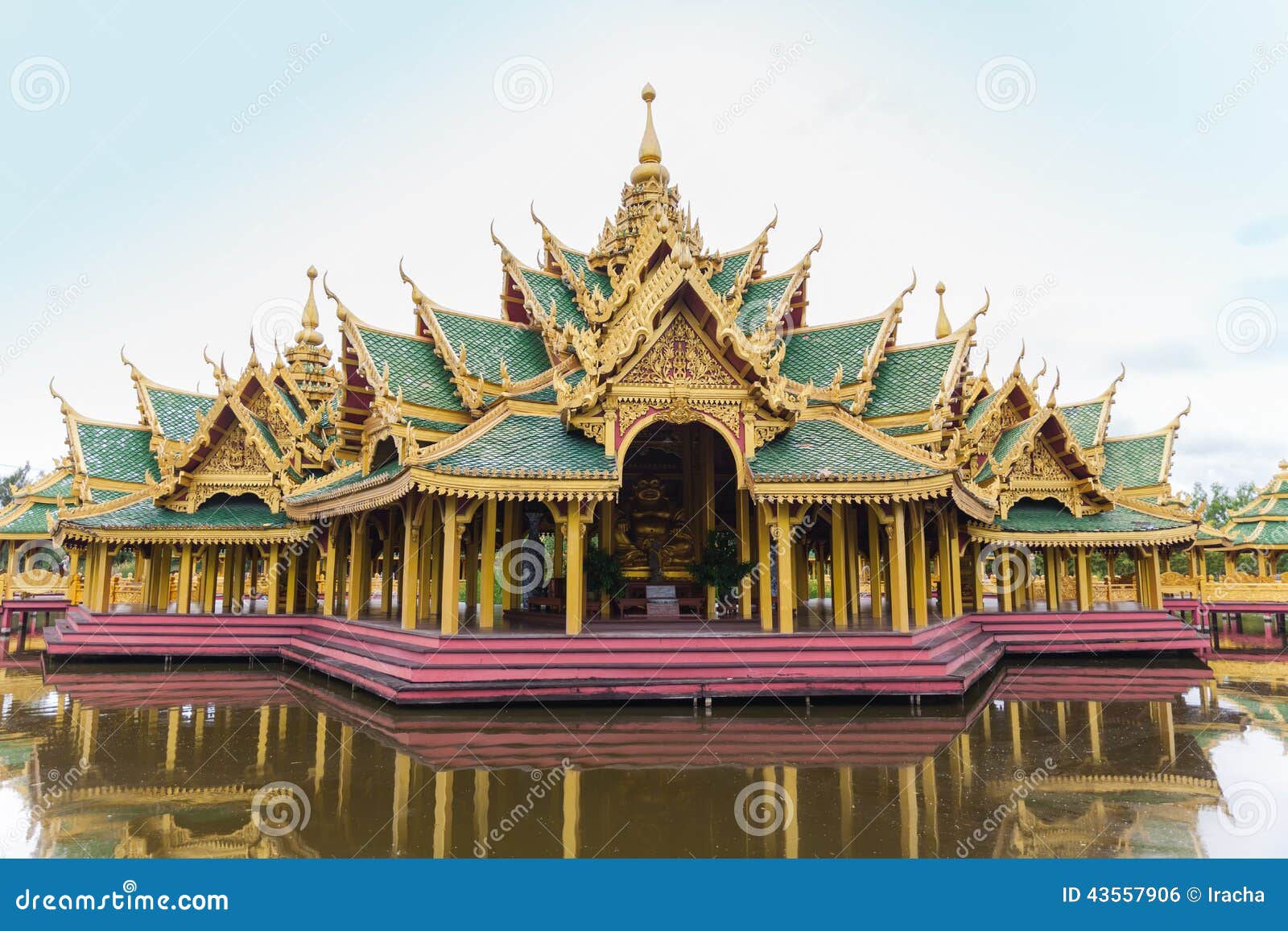 Golden Temple with Stair To Pool Stock Photo - Image of beautiful ...