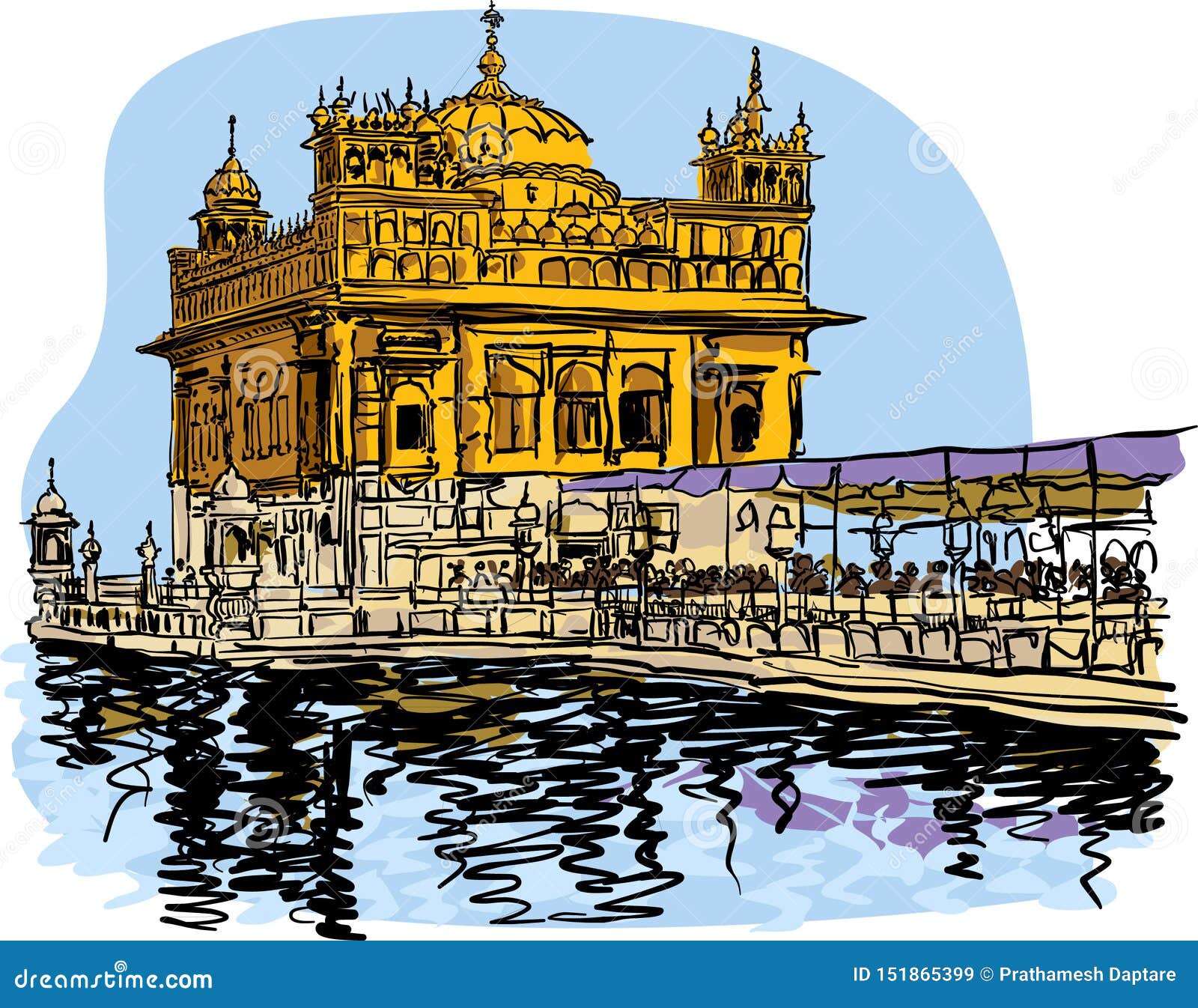 Golden Temple Vector Illustration for Designs Stock Vector ...