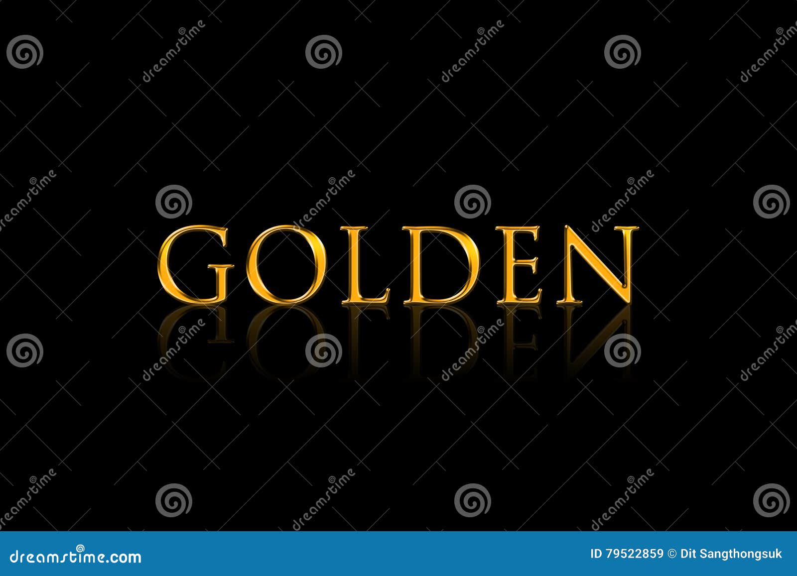 Golden Text Effect with Reflection on Black Background Stock ...