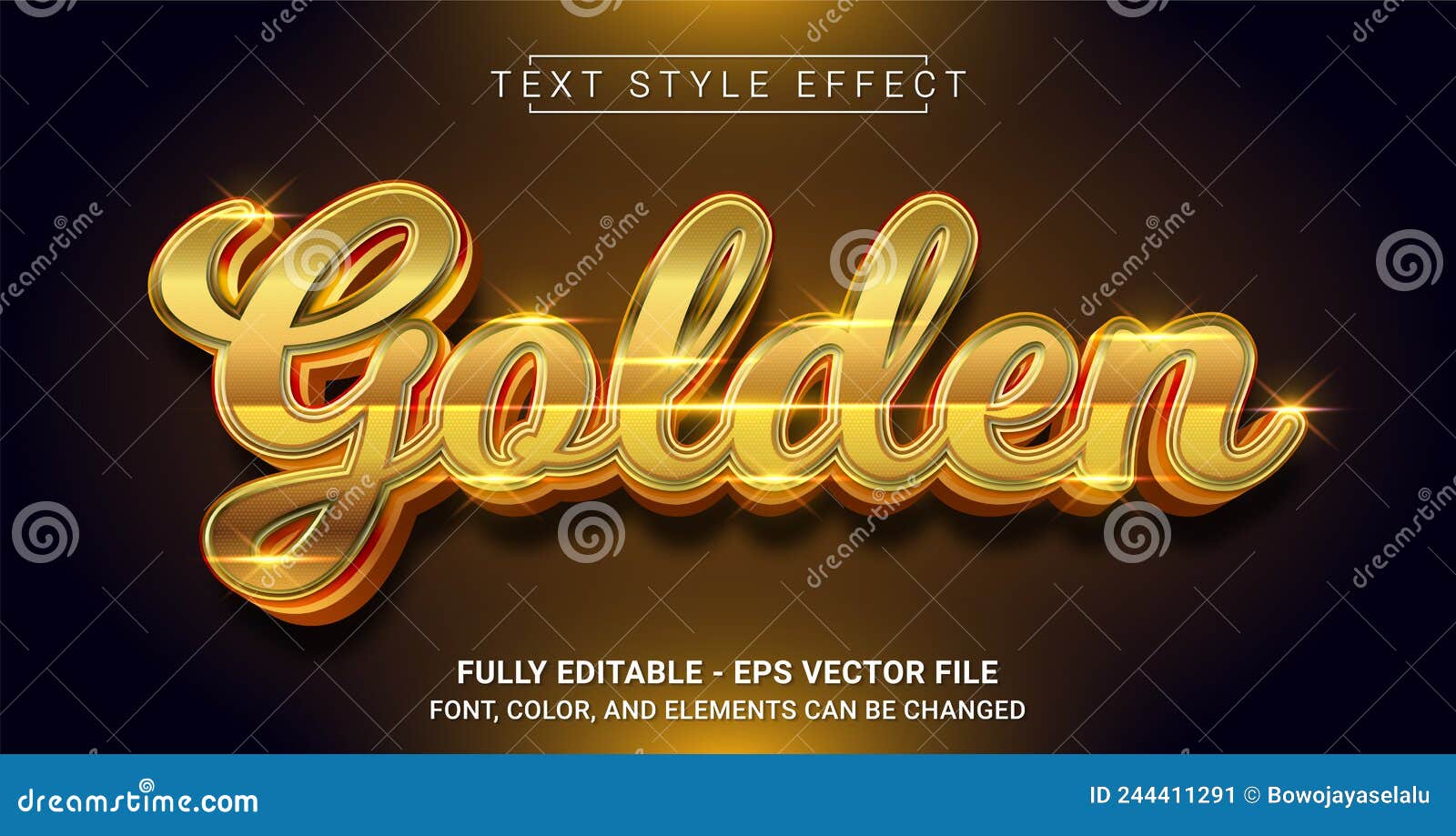 Golden Text Style Effect. Editable Graphic Text Template Stock Vector ...