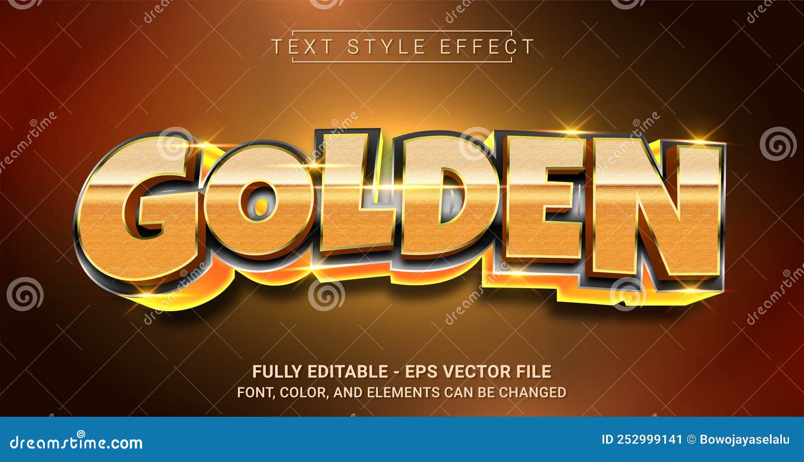 Golden Text Style Effect. Editable Graphic Text Template Stock Vector ...