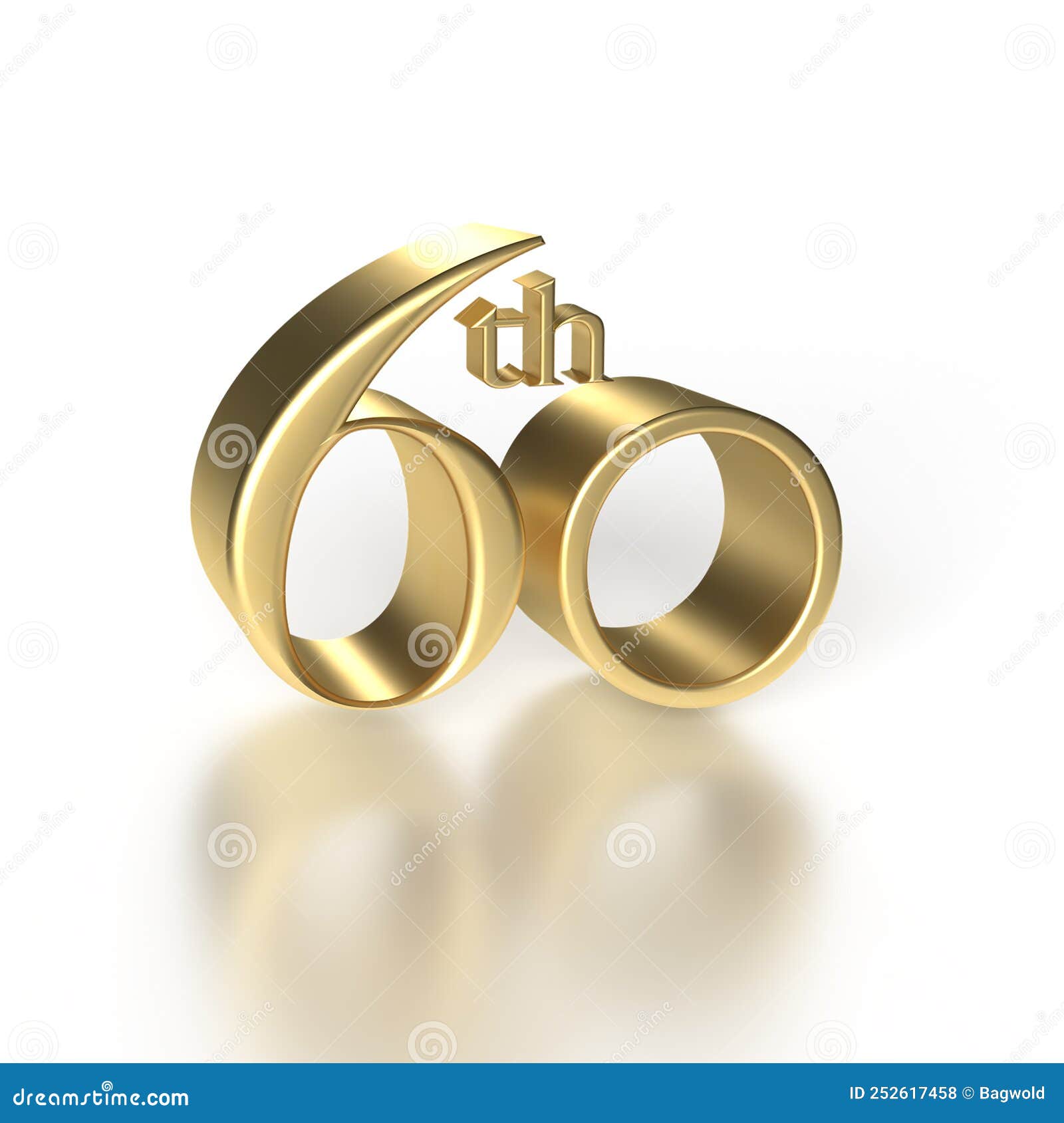 Golden 60th 3D Render Text on an Iridescent Background Stock ...