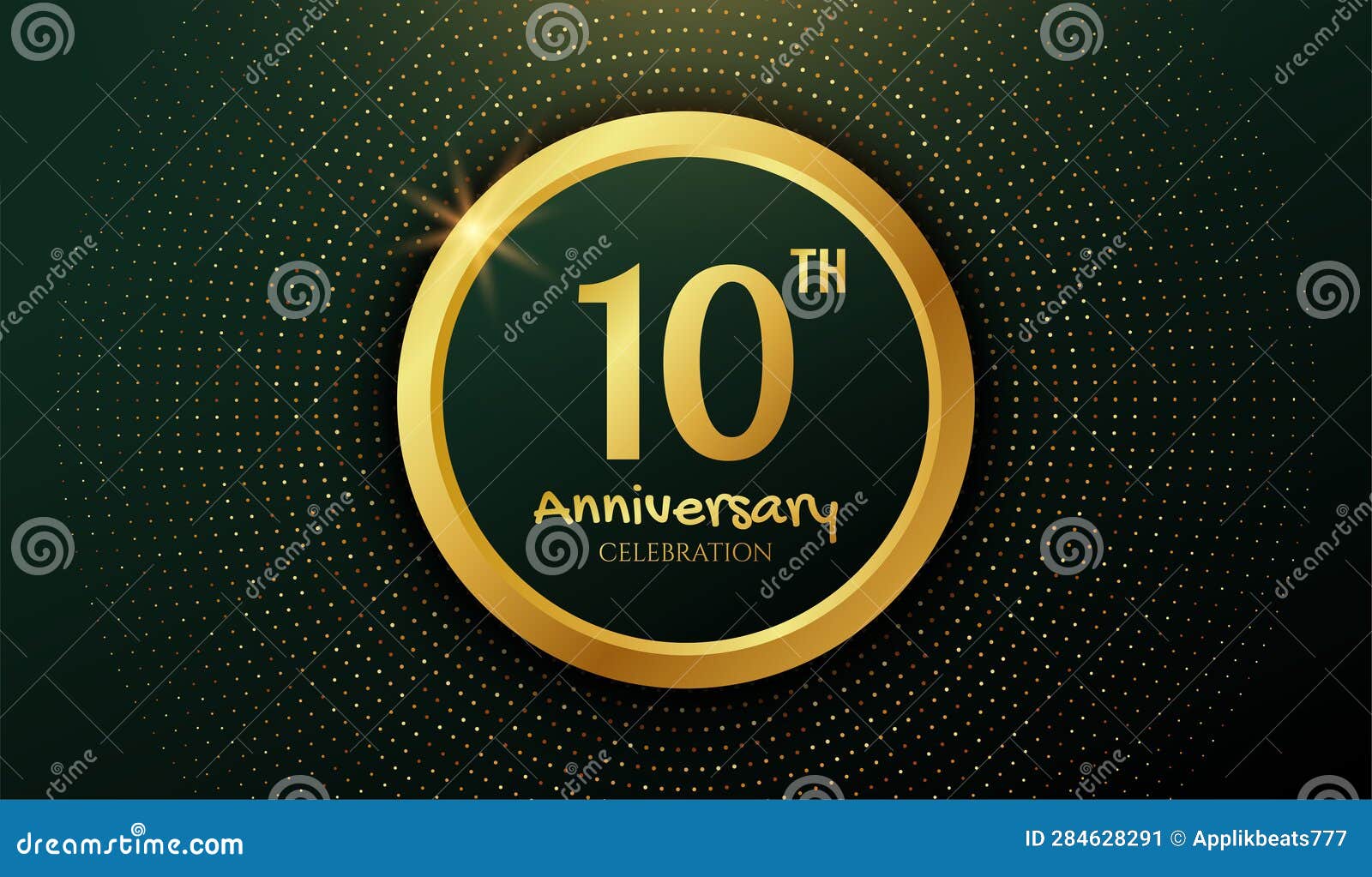 Golden 10th Years Anniversary Celebration Background Stock Vector ...
