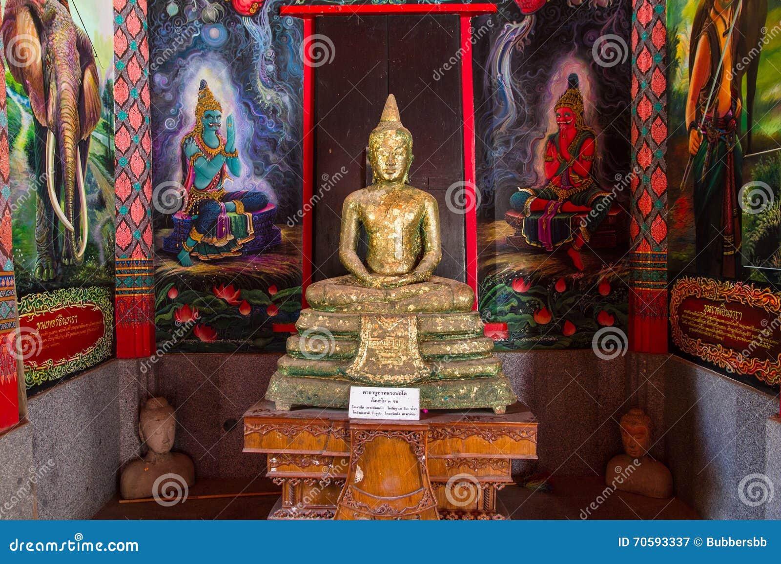 Golden Thai Buddha Statue Inside Temple of Thailand Stock Image - Image ...