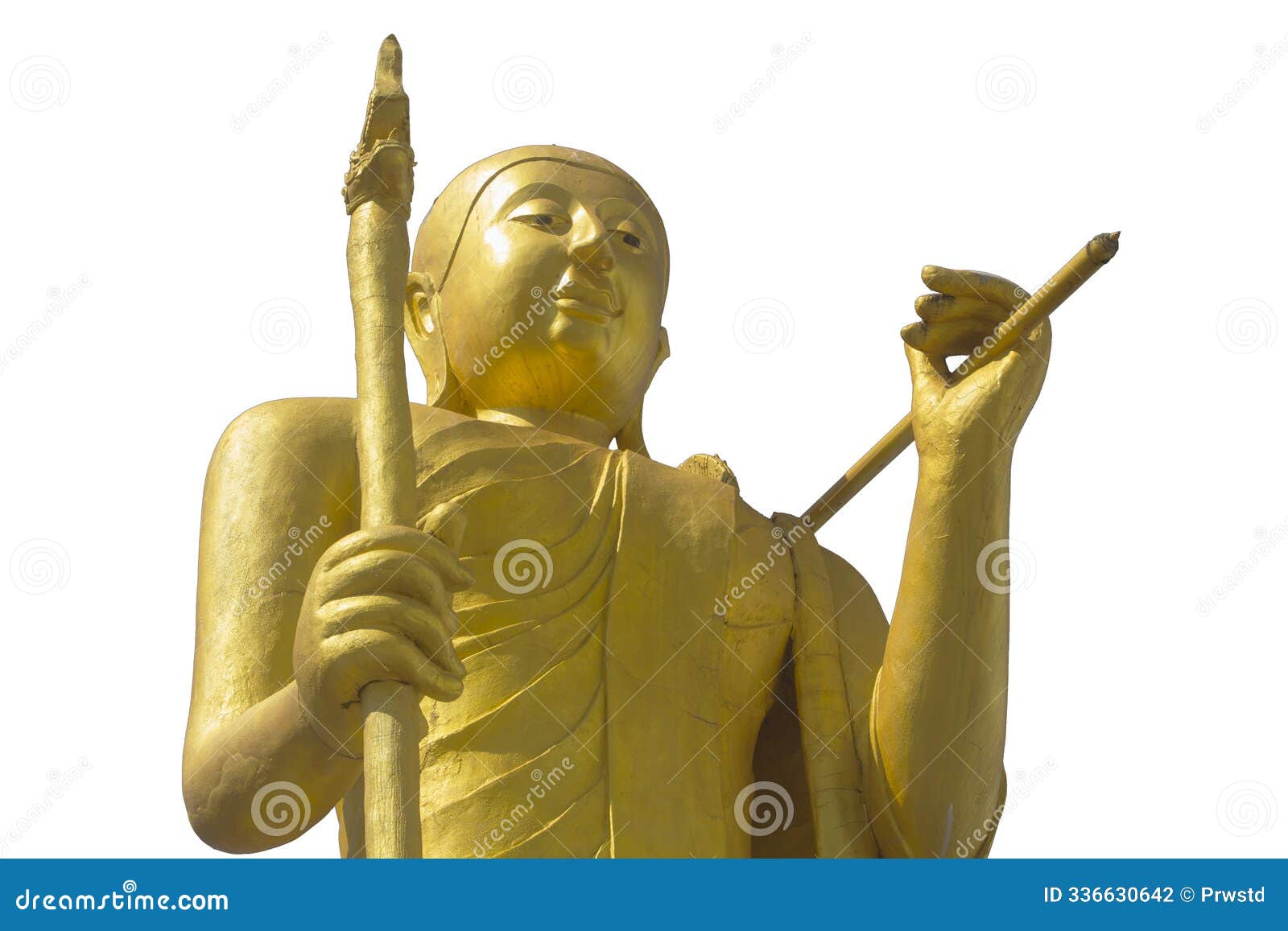 Golden Thai Monk Statue on White Stock Photo - Image of metal, buddhist ...