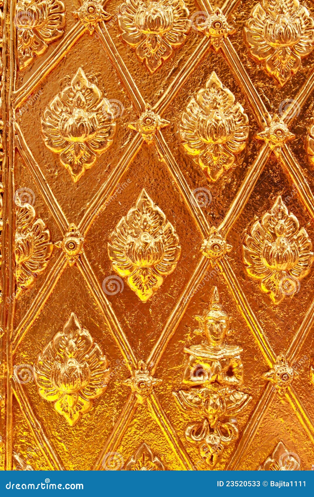 Golden Thai Pattern Design on Temple Wall . Stock Image - Image of ...