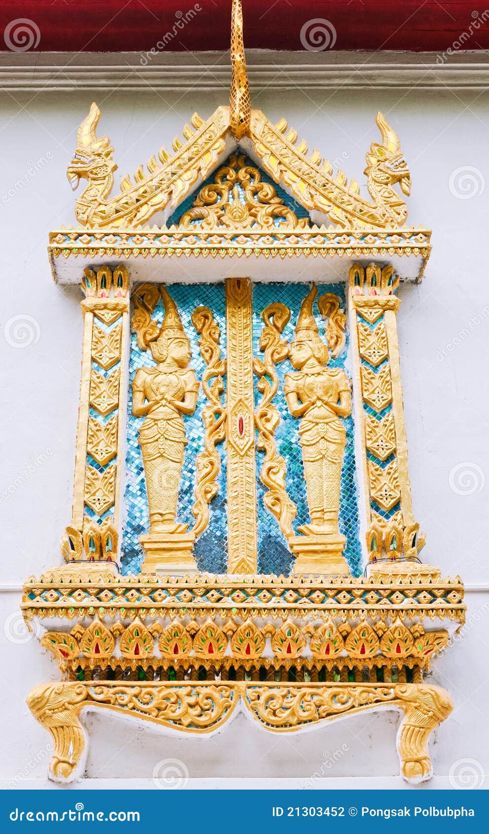 Golden Thai window style stock photo. Image of painting - 21303452