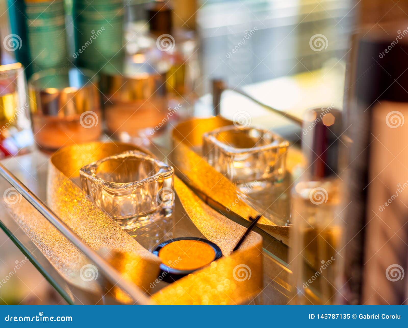 The Golden Things Reflected in the Mirror Stock Image - Image of party ...