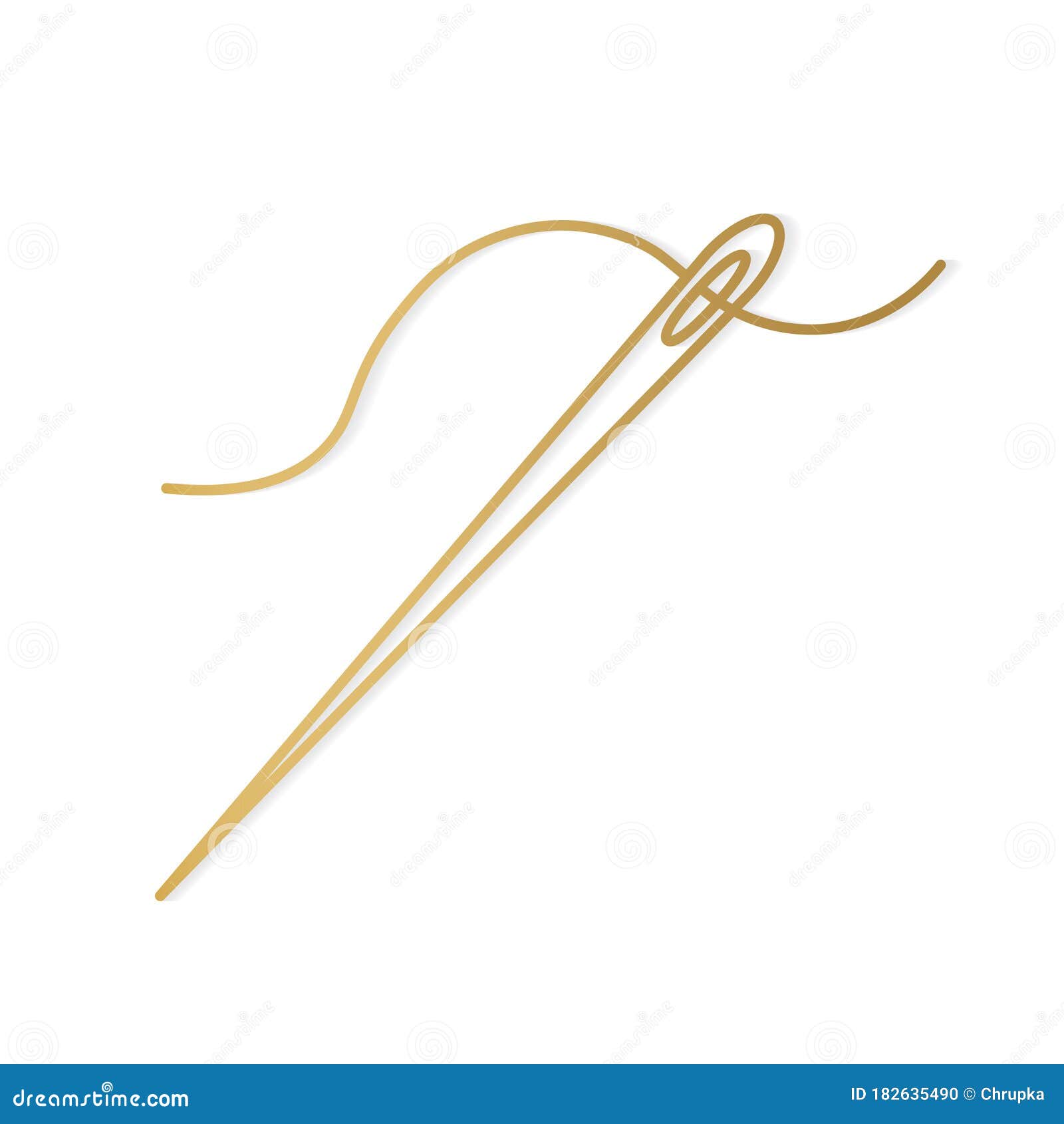 Golden Thread with Needle Icon Stock Vector - Illustration of handmade ...