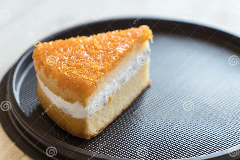 Golden threads cake stock image. Image of background - 97650889