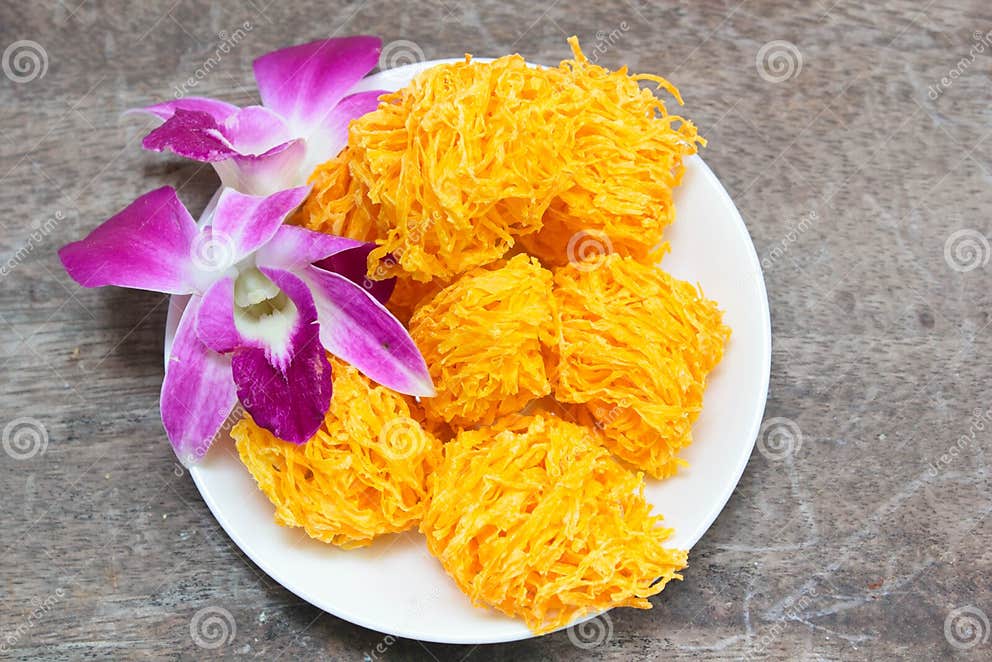 Golden Threads, Thai Dessert. Stock Photo - Image of color, beautiful ...