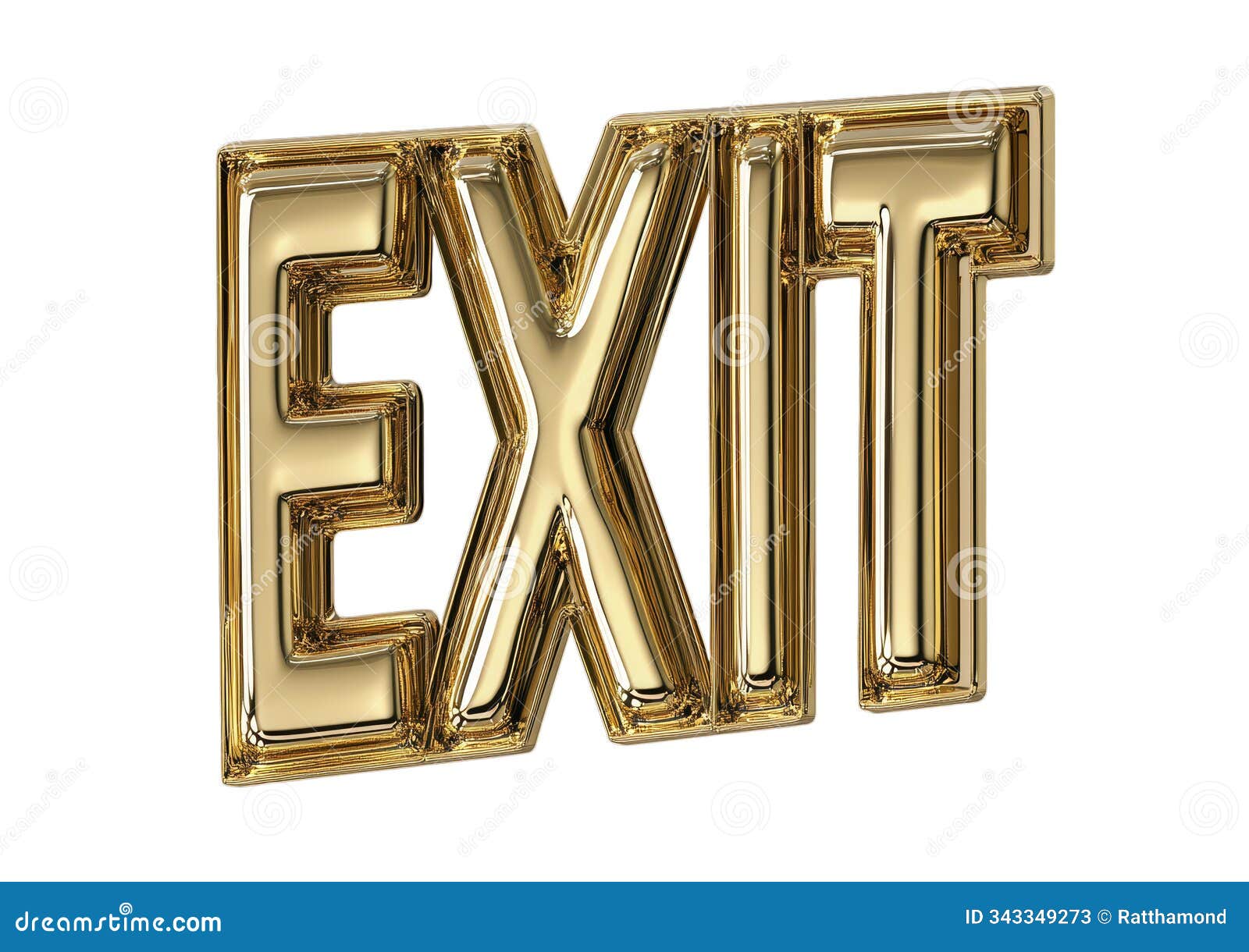 A Golden, Three-dimensional "EXIT" Sign is Isolated on a Transparent ...