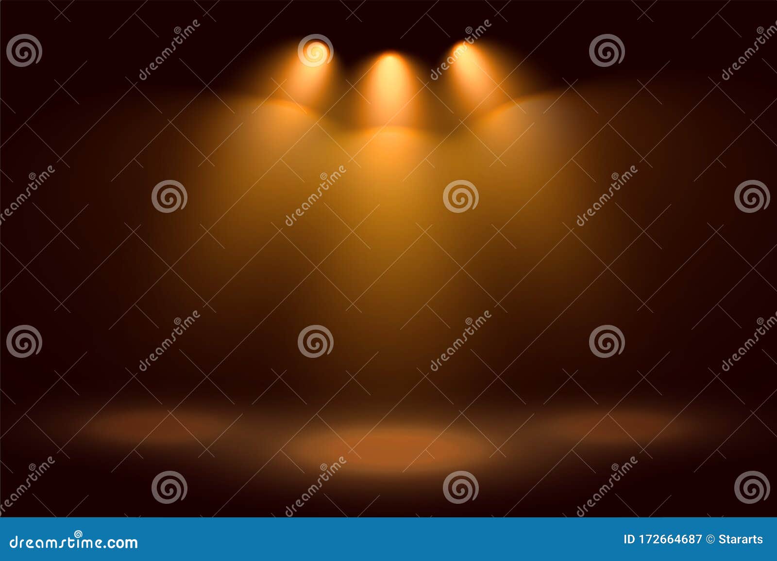 Golden Three Spotlights and Stage Background Design Stock Vector ...