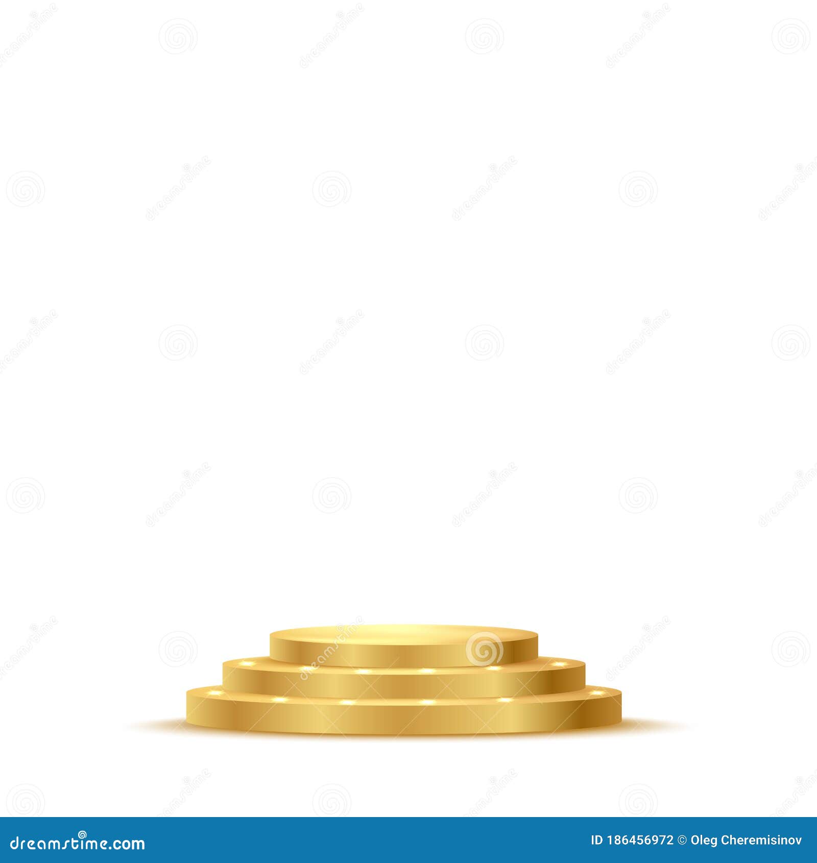 Golden Three Step Podium Isolated on White Background. Vector Design ...