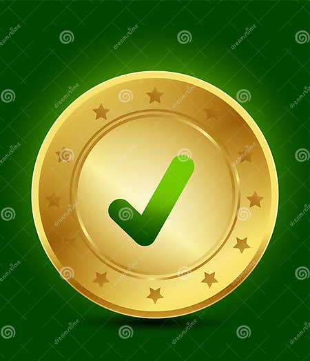 Golden tick symbol stock vector. Illustration of decision - 37624468