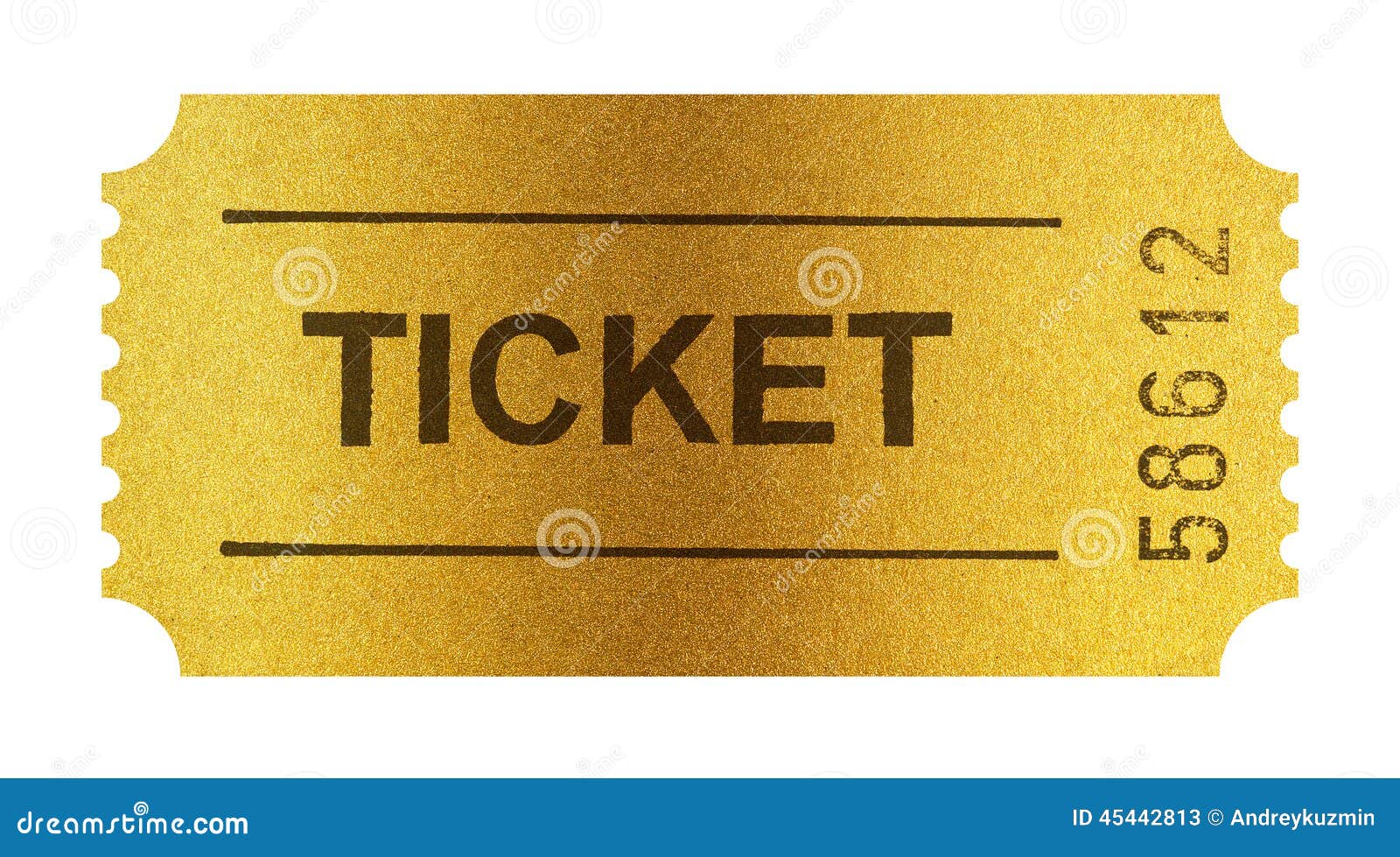 Golden Ticket Isolated on White with Clipping Path Stock Image - Image ...