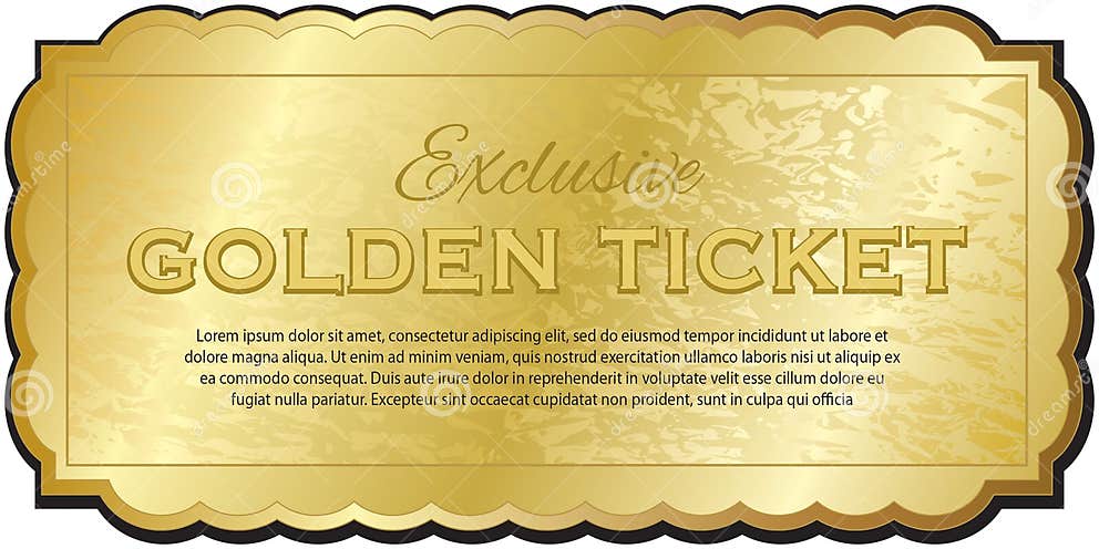 Golden Ticket stock vector. Illustration of prize, admittance - 77593509
