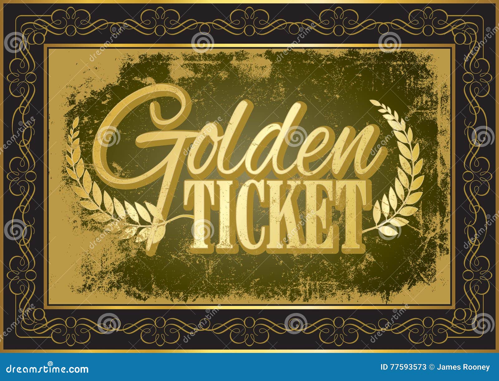 Golden Ticket stock vector. Illustration of pass, event - 77593573